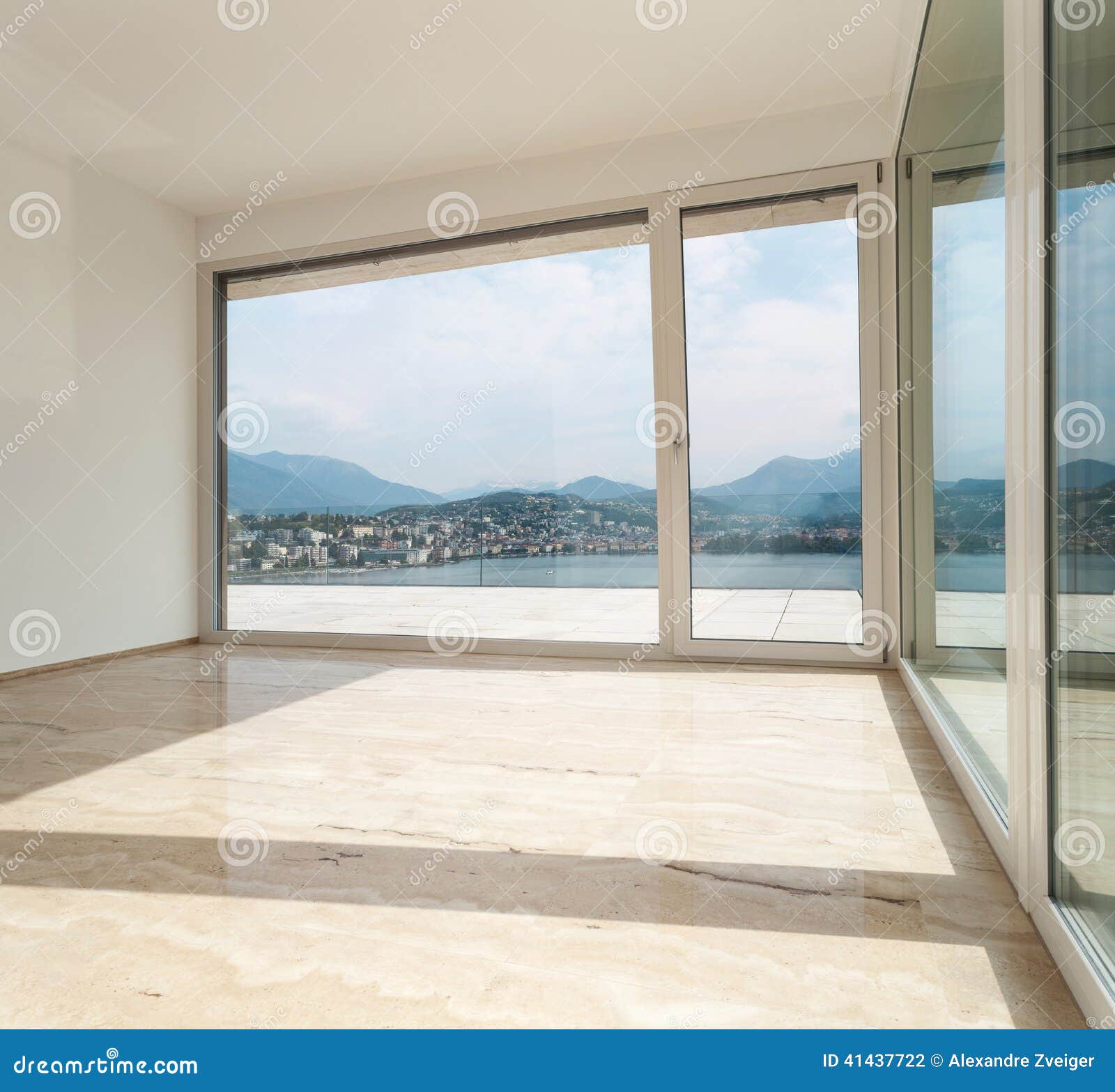 Beautiful Penthouse, Empty Living Room Stock Photo - Image of home ...