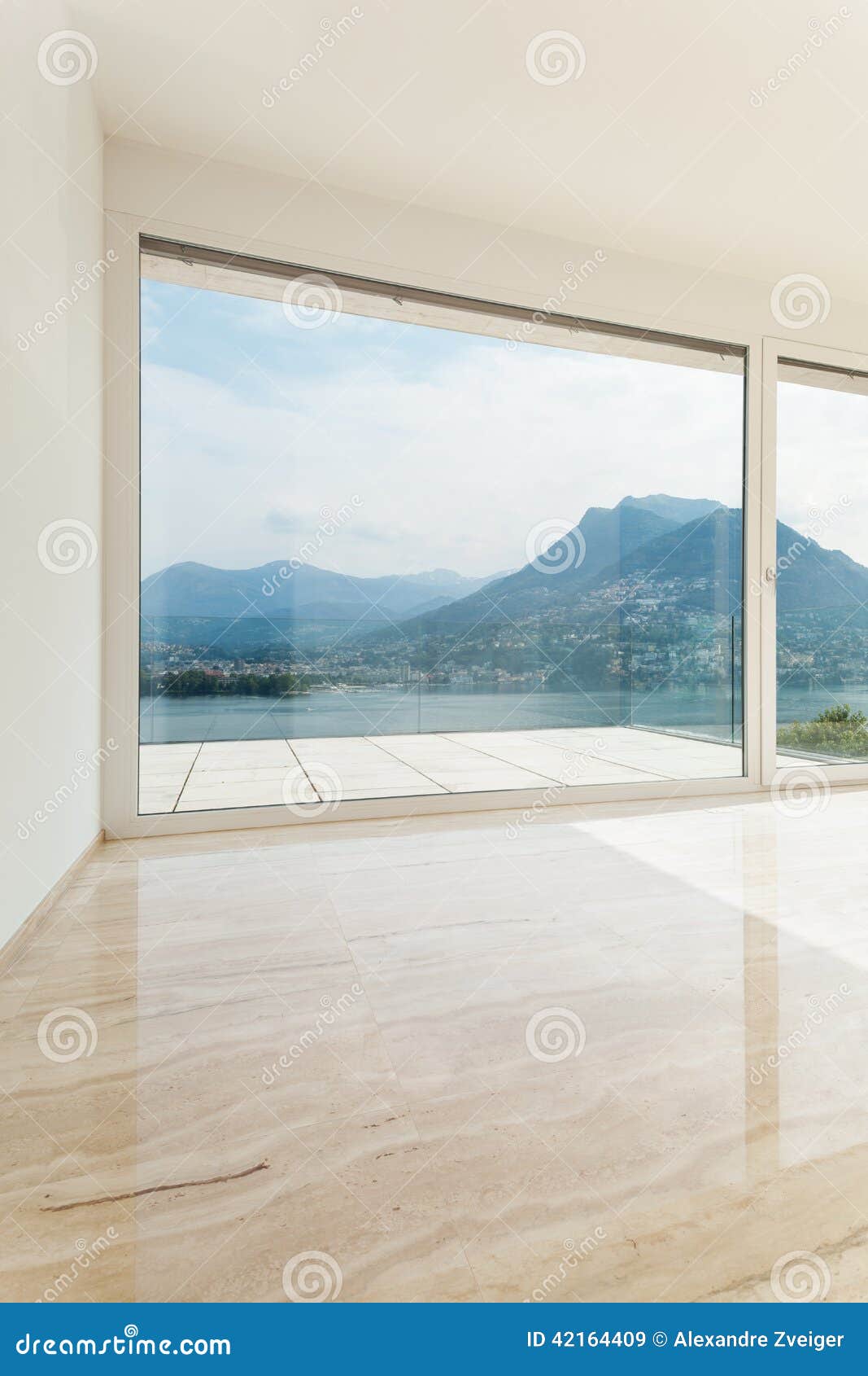 Beautiful Penthouse, Empty Living Room Stock Image - Image of lake ...