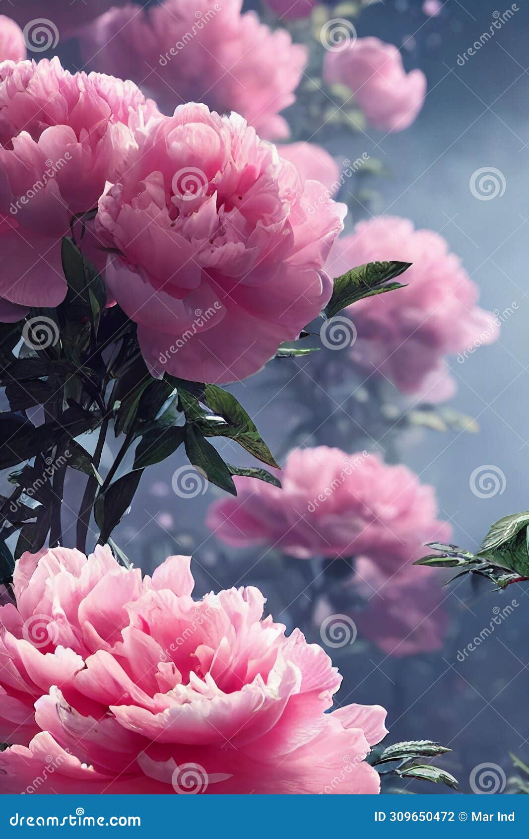 Beautiful Peony Flowers Wallpaper on Grey Stock Illustration ...