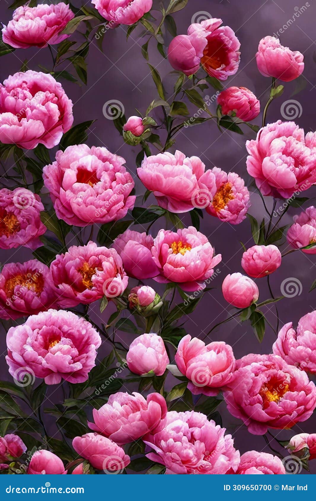 Beautiful Peony Flowers Wallpaper on Grey Stock Illustration ...
