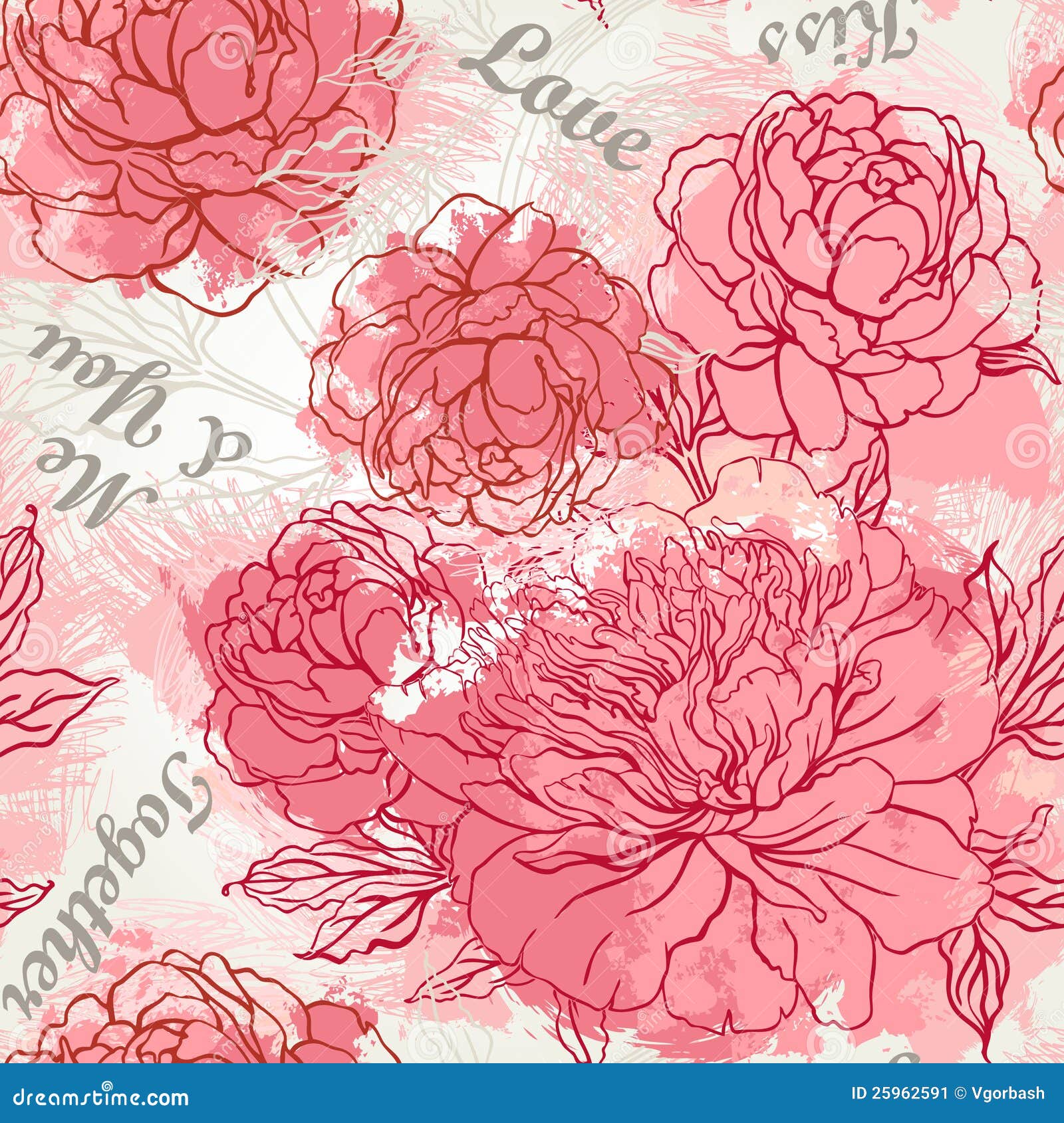 Beautiful Peony Seamless Pattern Design Stock Vector - Illustration of ...