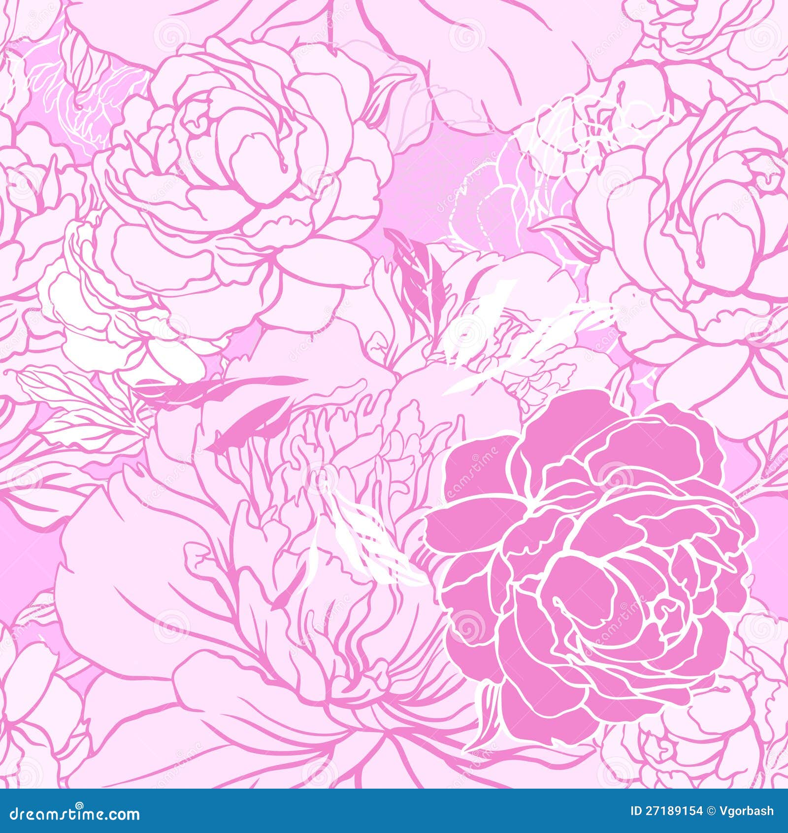 Beautiful Peony Seamless Pattern Design Stock Illustration ...
