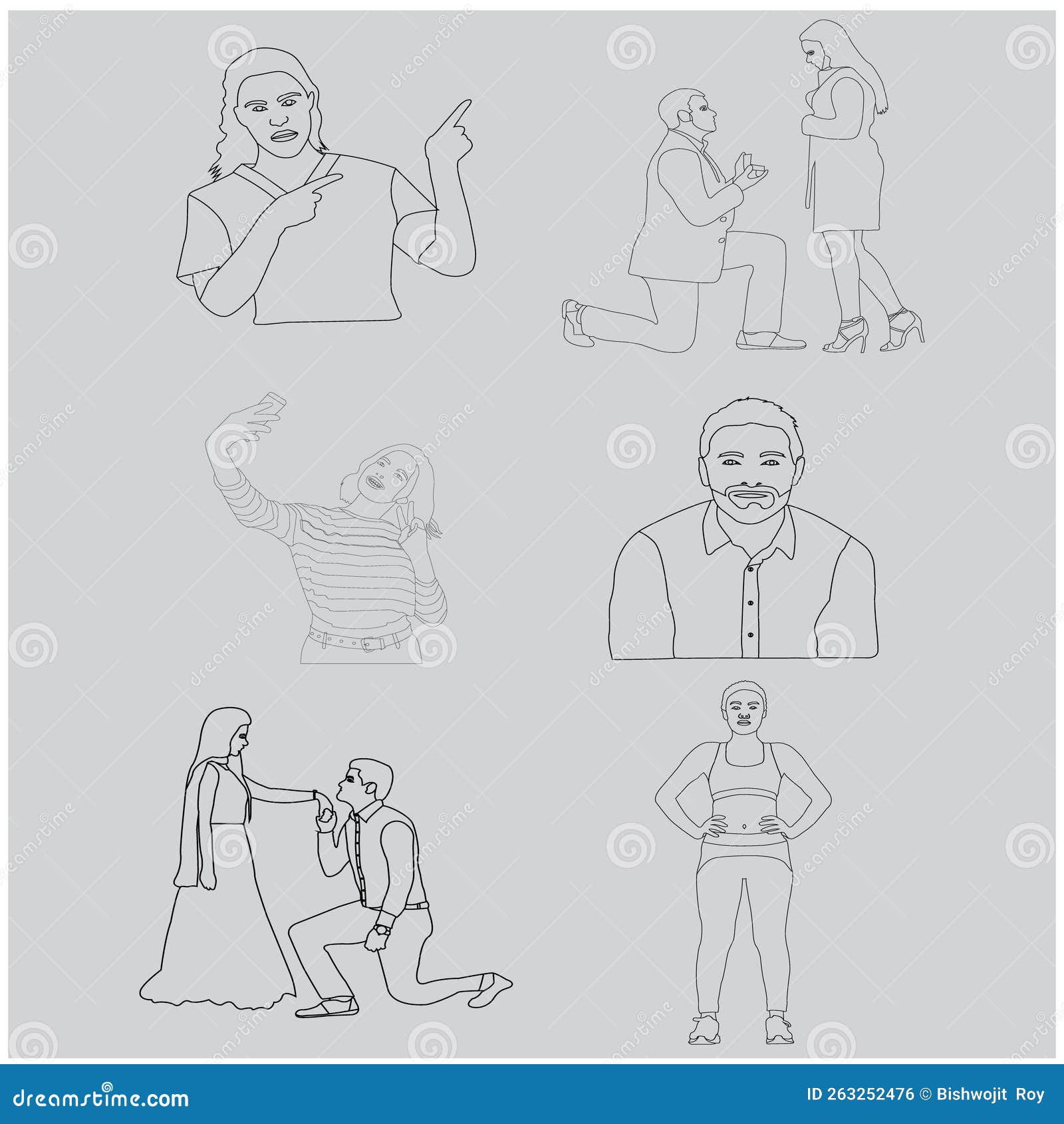 Beautiful People Vector Line Art Stock Vector - Illustration of ...