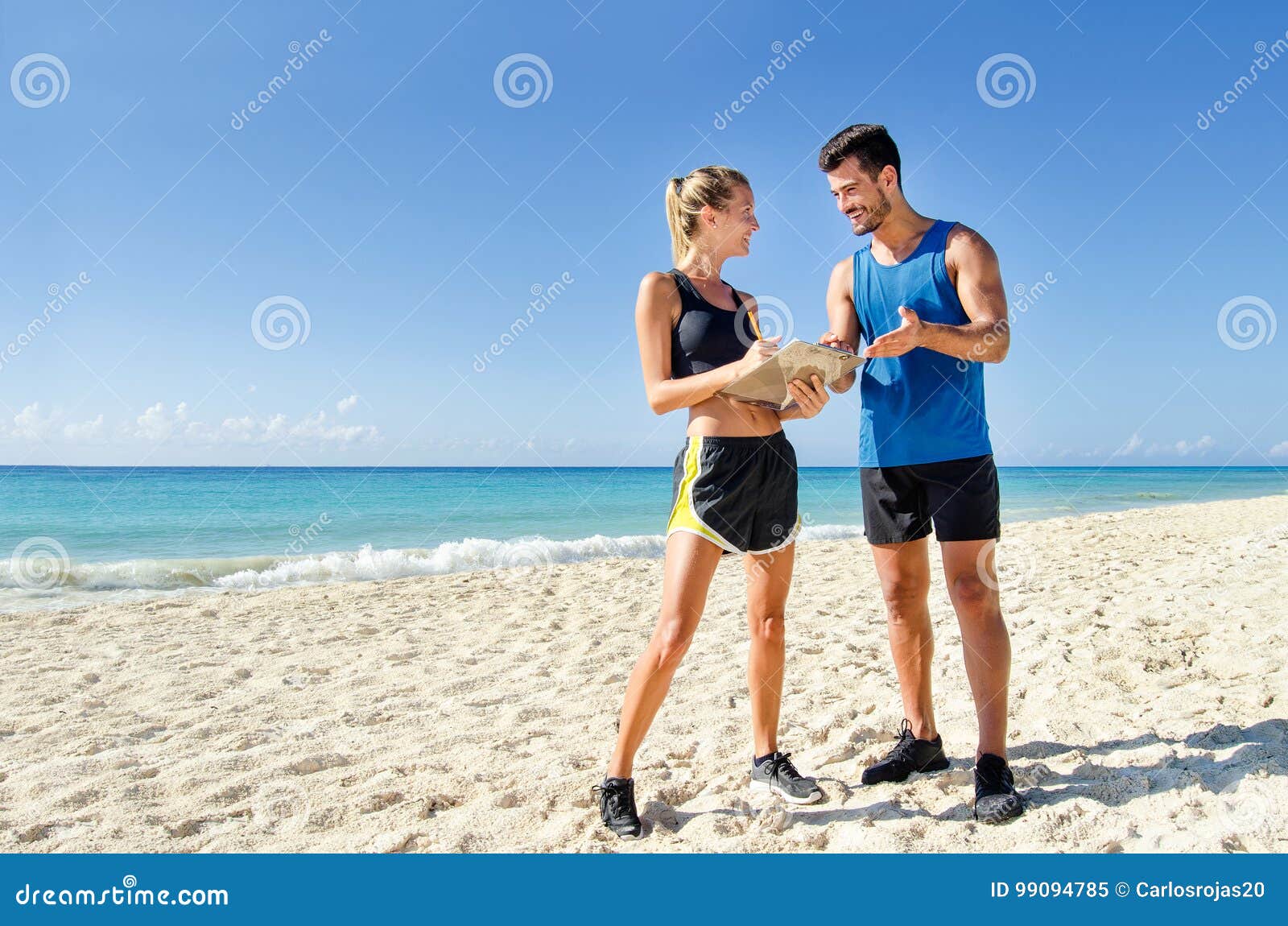 Personal Trainer at the Beach Stock Image - Image of athlete, cross ...