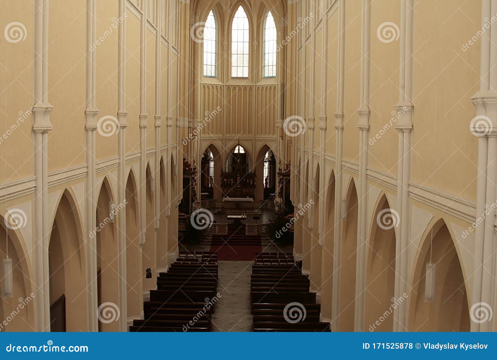 Beautiful Perspective Interior of Catolic Cathedral Stock Photo - Image ...