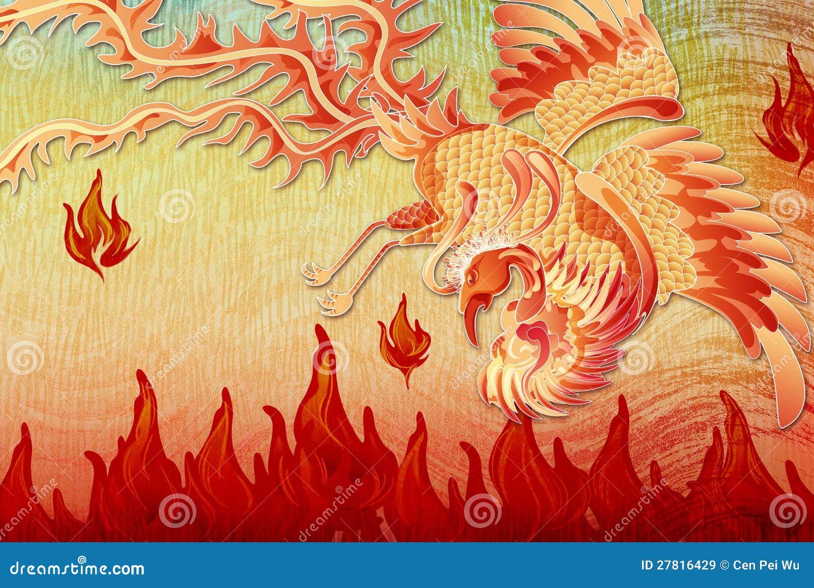 A Beautiful Phoenix in Flight Stock Illustration - Illustration of ...