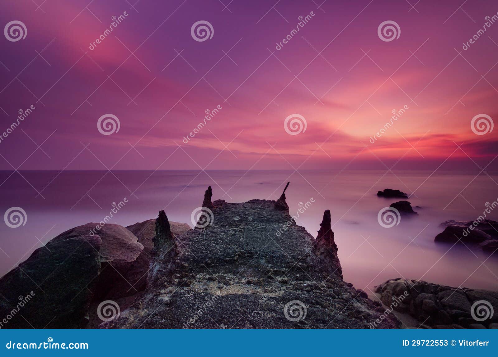 Surreal and Mystic Light Beach Scene Stock Image - Image of horizon ...