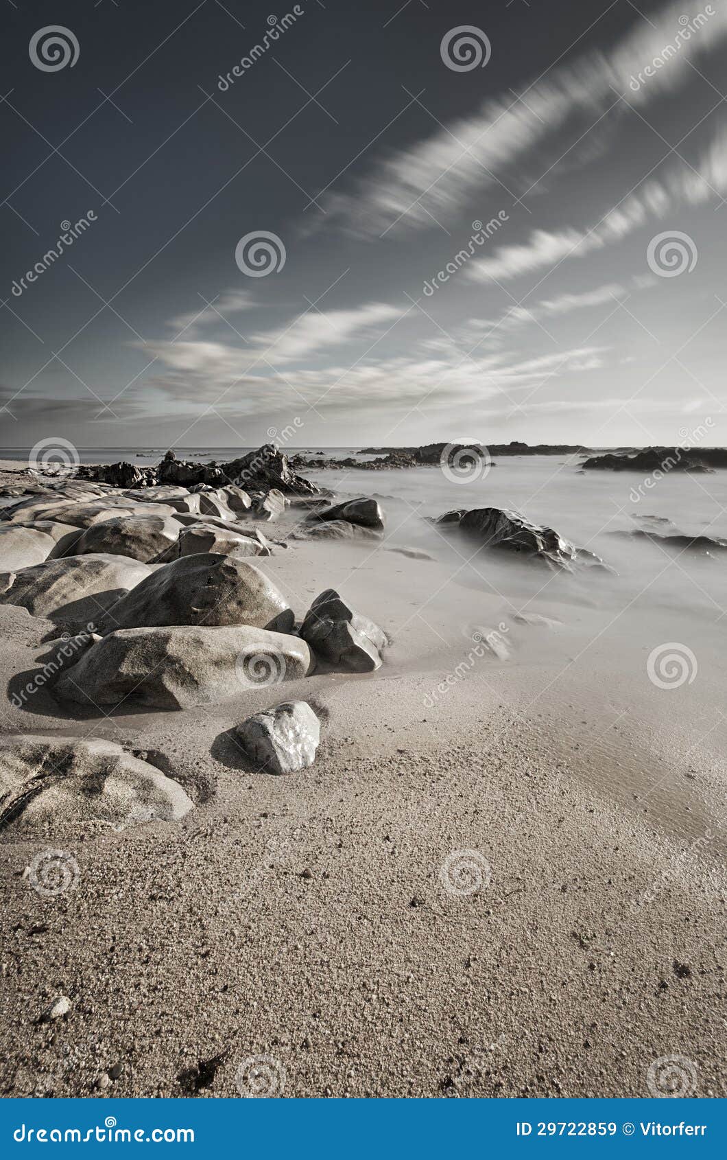Beautiful Rocky Beach Scene Stock Image - Image of coastline, cloud ...