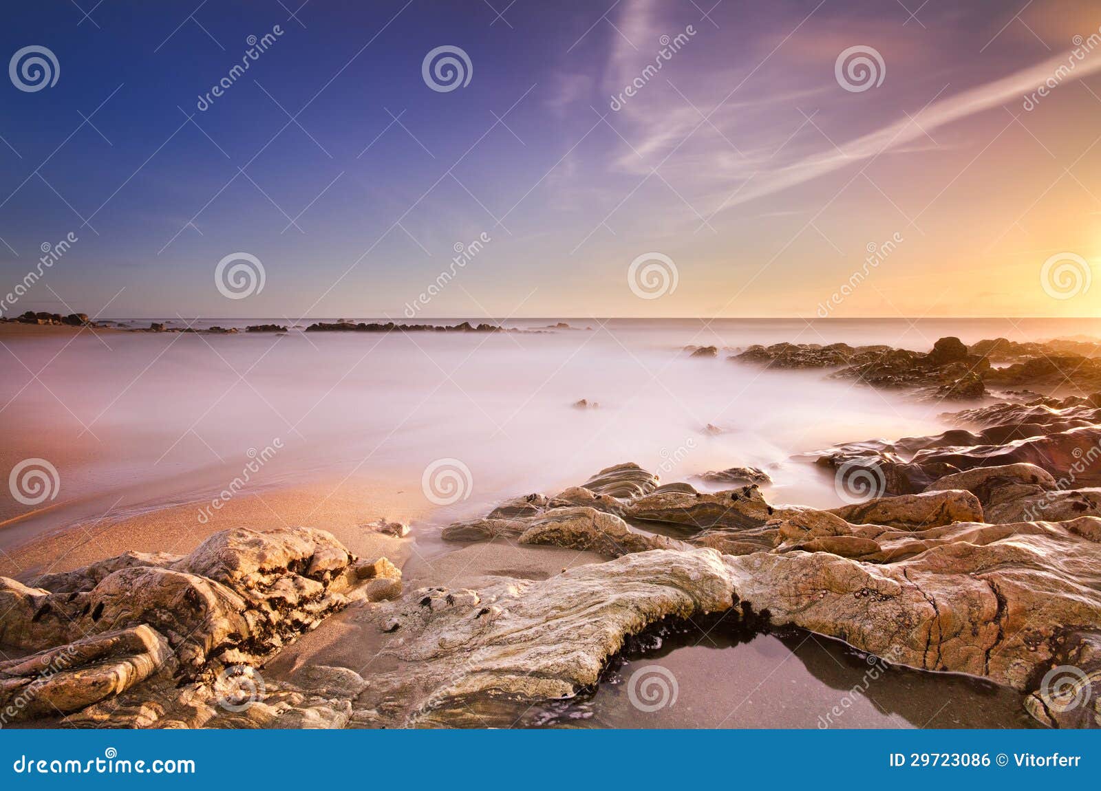 Beautiful Silky Affect in the Water, Beach Scene Stock Photo - Image of ...