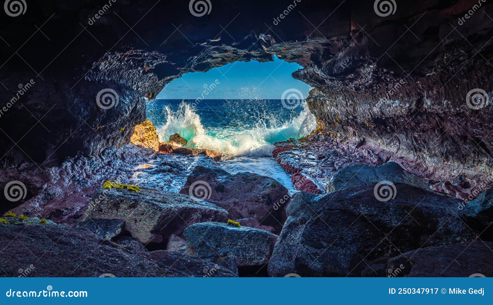 High Resolution Photo of the Shown through a Cave. Stock Image - Image ...