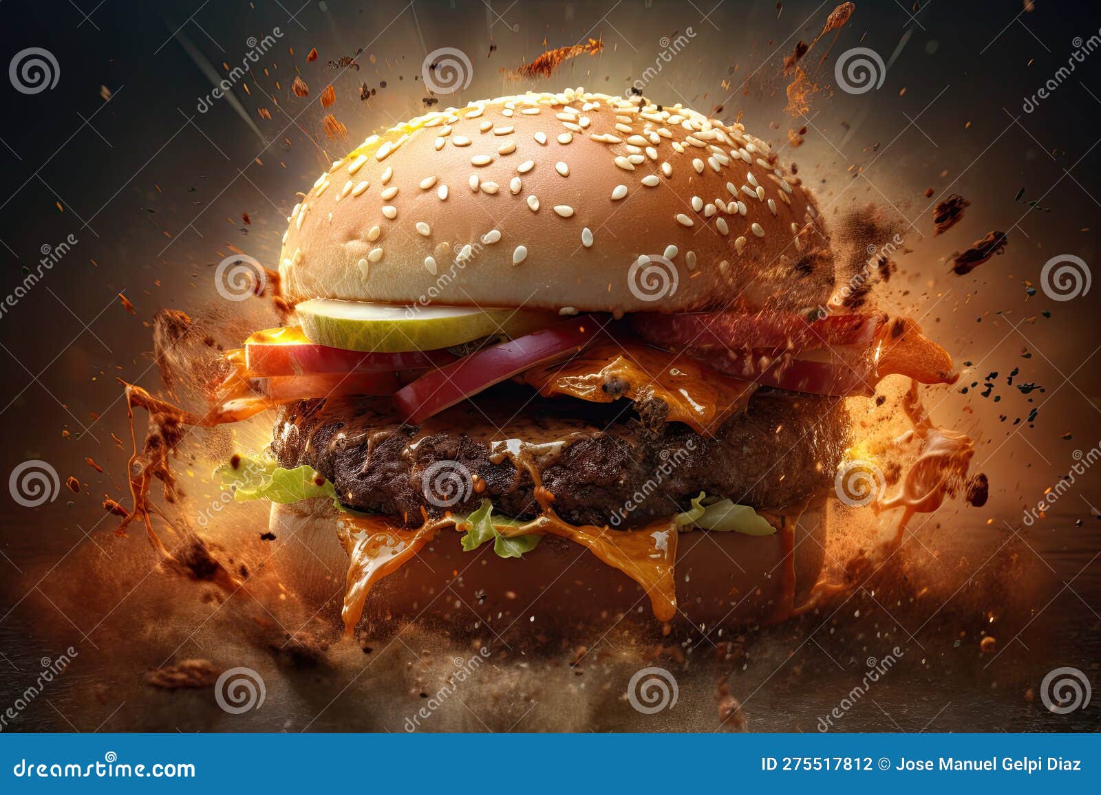 A Beautiful Photograph of a Delicious Burger. Generative AI Stock ...
