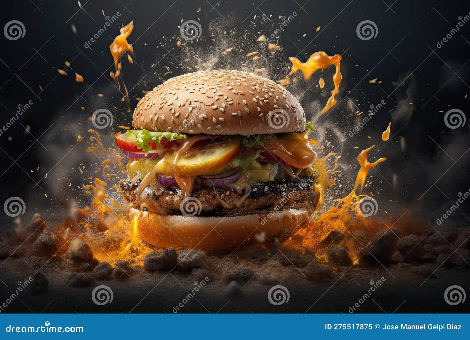 A Beautiful Photograph of a Delicious Burger. Generative AI Stock ...