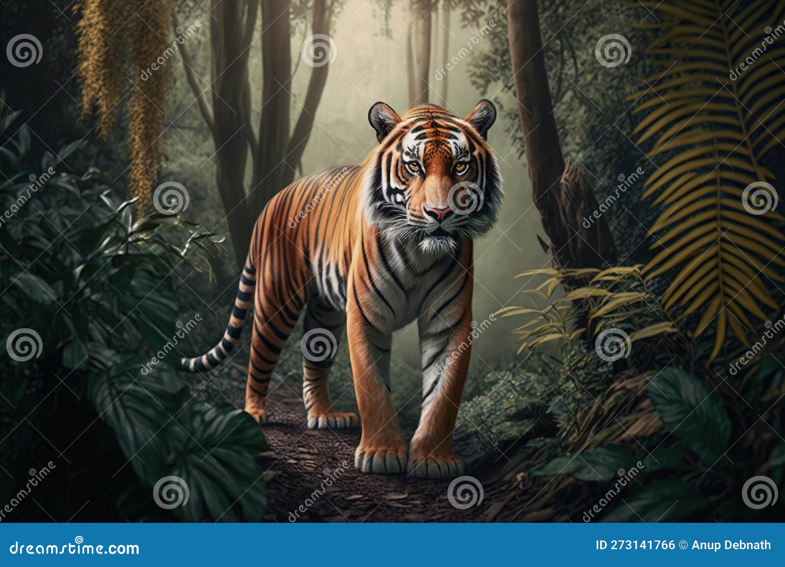 A Beautiful Photography of a Tiger in a Jungle Stock Illustration ...