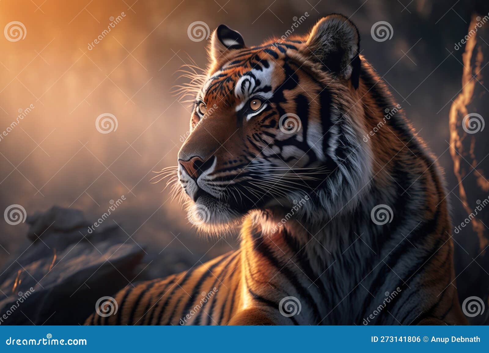 A Beautiful Photography of a Tiger in a Jungle Stock Illustration ...
