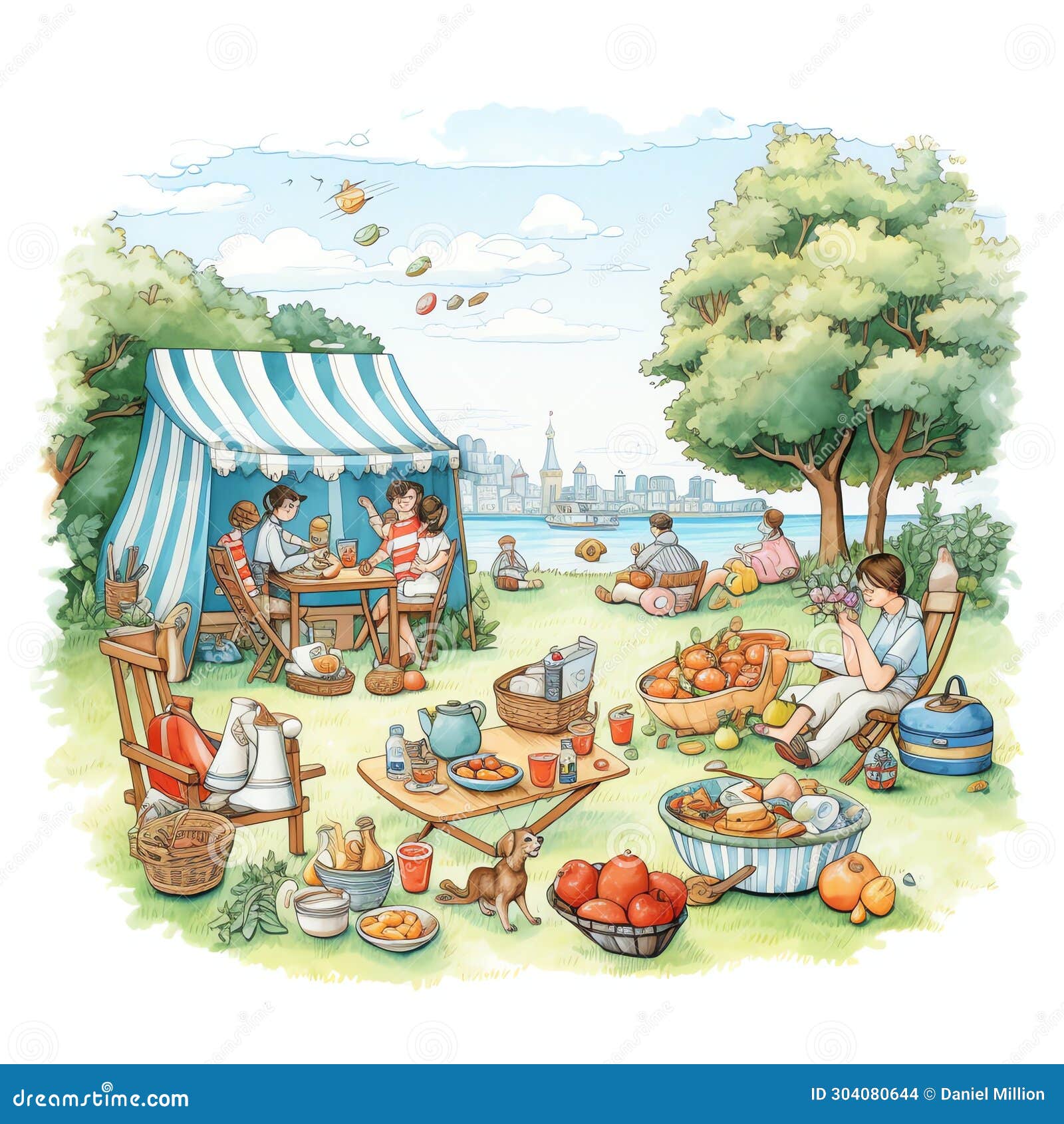 Beautiful Picnic Scene Clipart Illustration Royalty-Free Cartoon ...