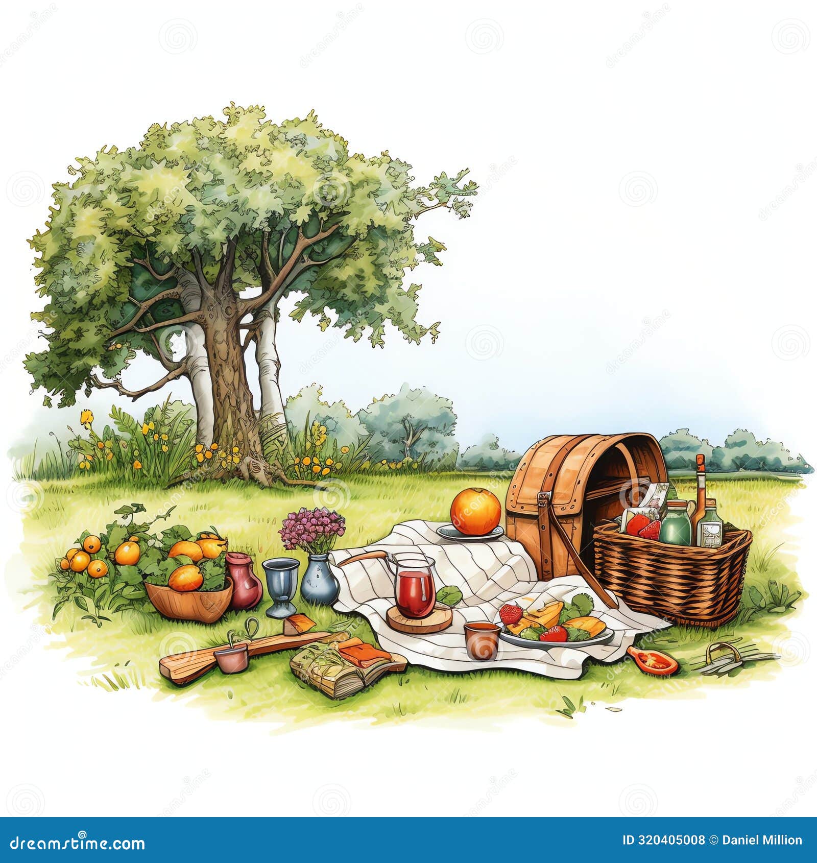 Beautiful Picnic Scene Clipart Illustration | CartoonDealer.com #320404992
