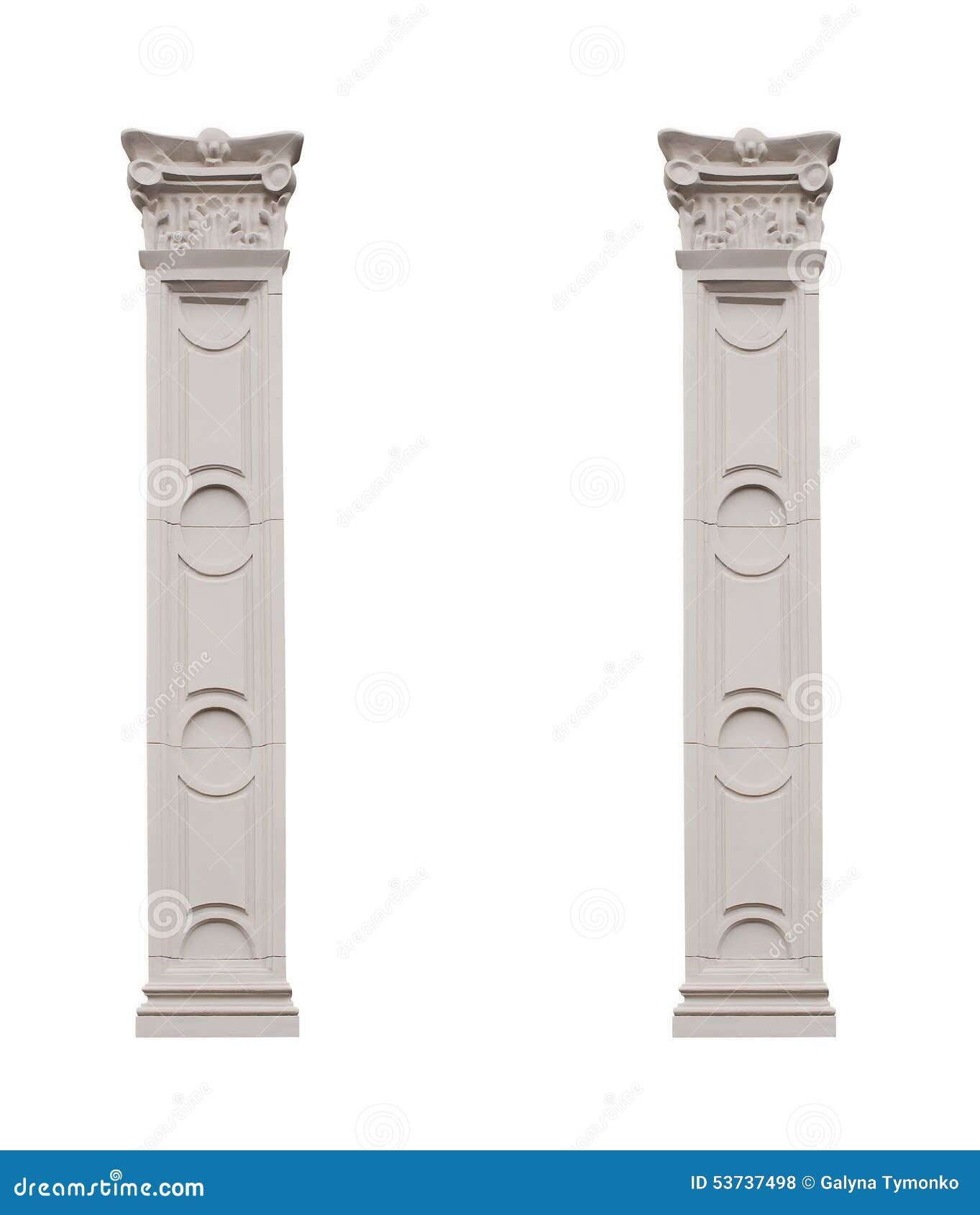 Beautiful Pillars Isolated on White Background Stock Photo - Image of ...