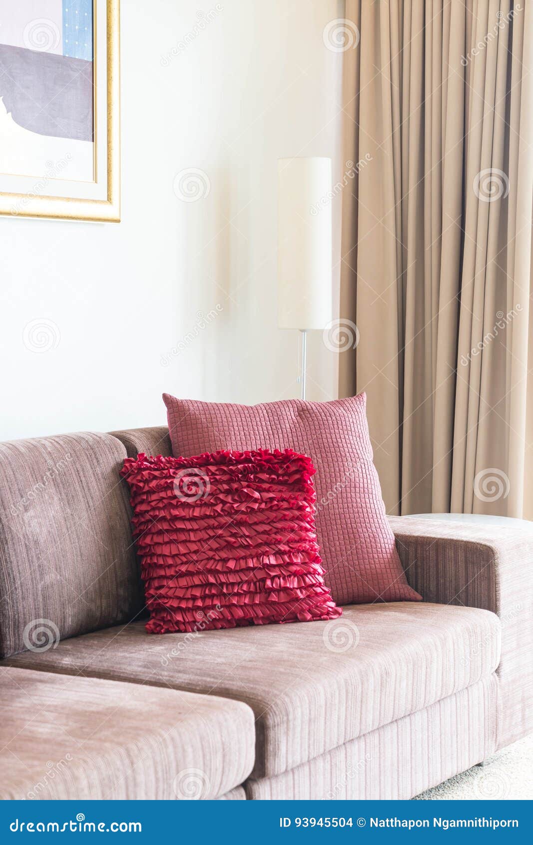 Beautiful Pillow on Sofa Decoration in Living Room Stock Photo - Image ...
