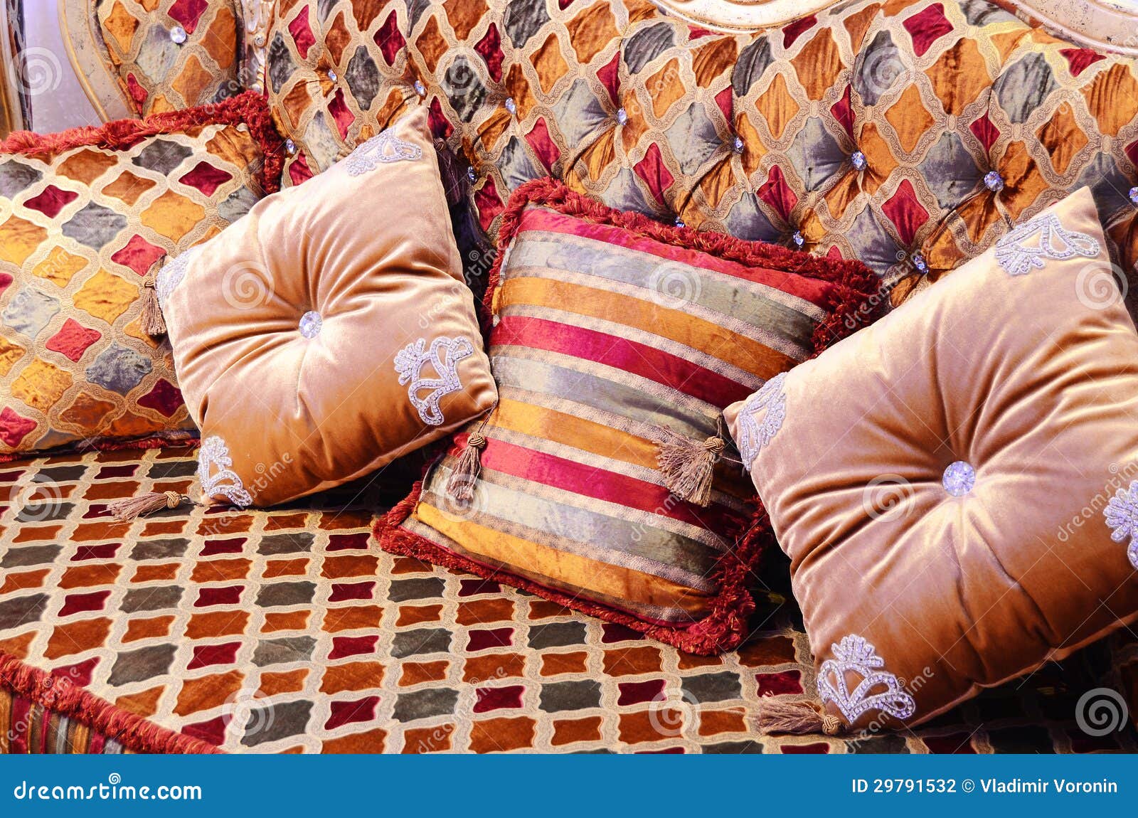 Beautiful Pillows on a Magnificent Sofa Stock Photo - Image of ...