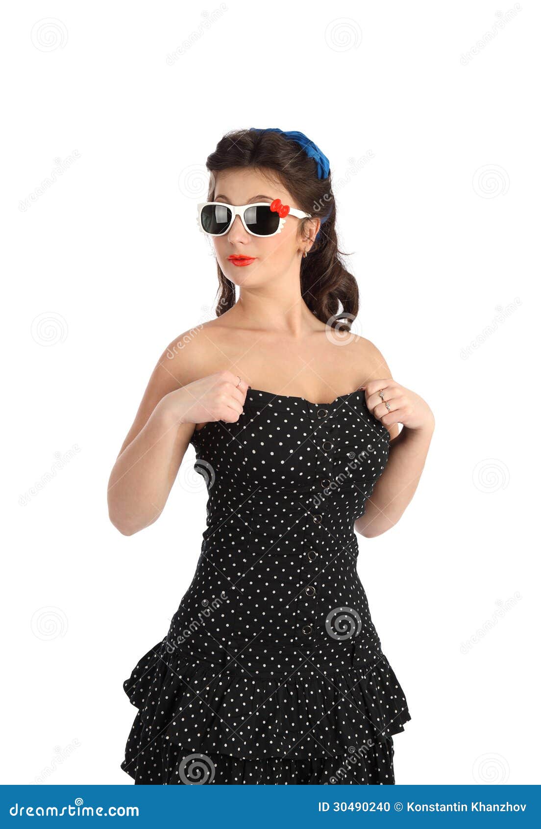 Beautiful Pin-up Style Model Posing Over White Background Stock Photo ...
