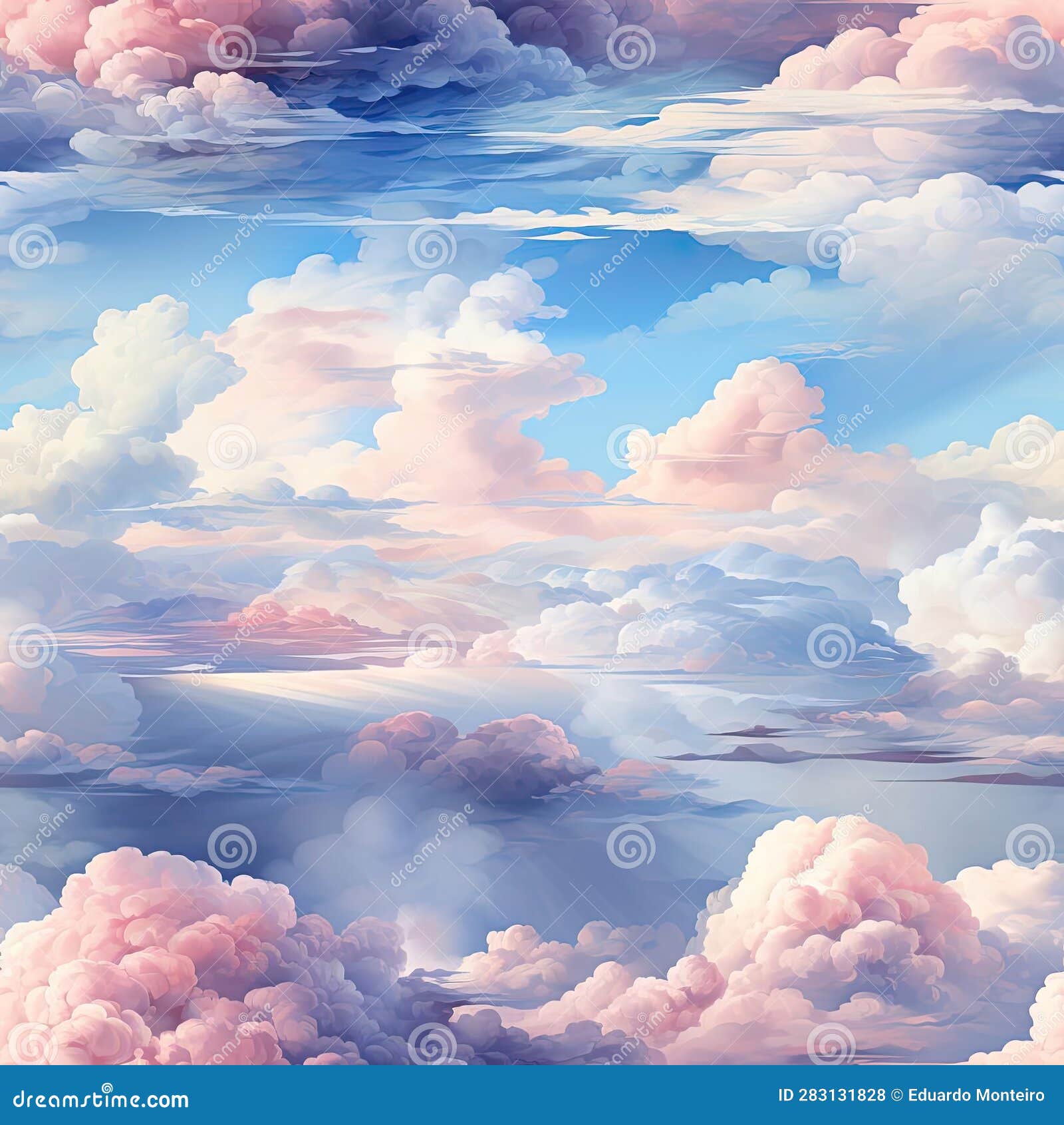 Beautiful Pink and Blue Clouds in the Sky (tiled Stock Illustration ...