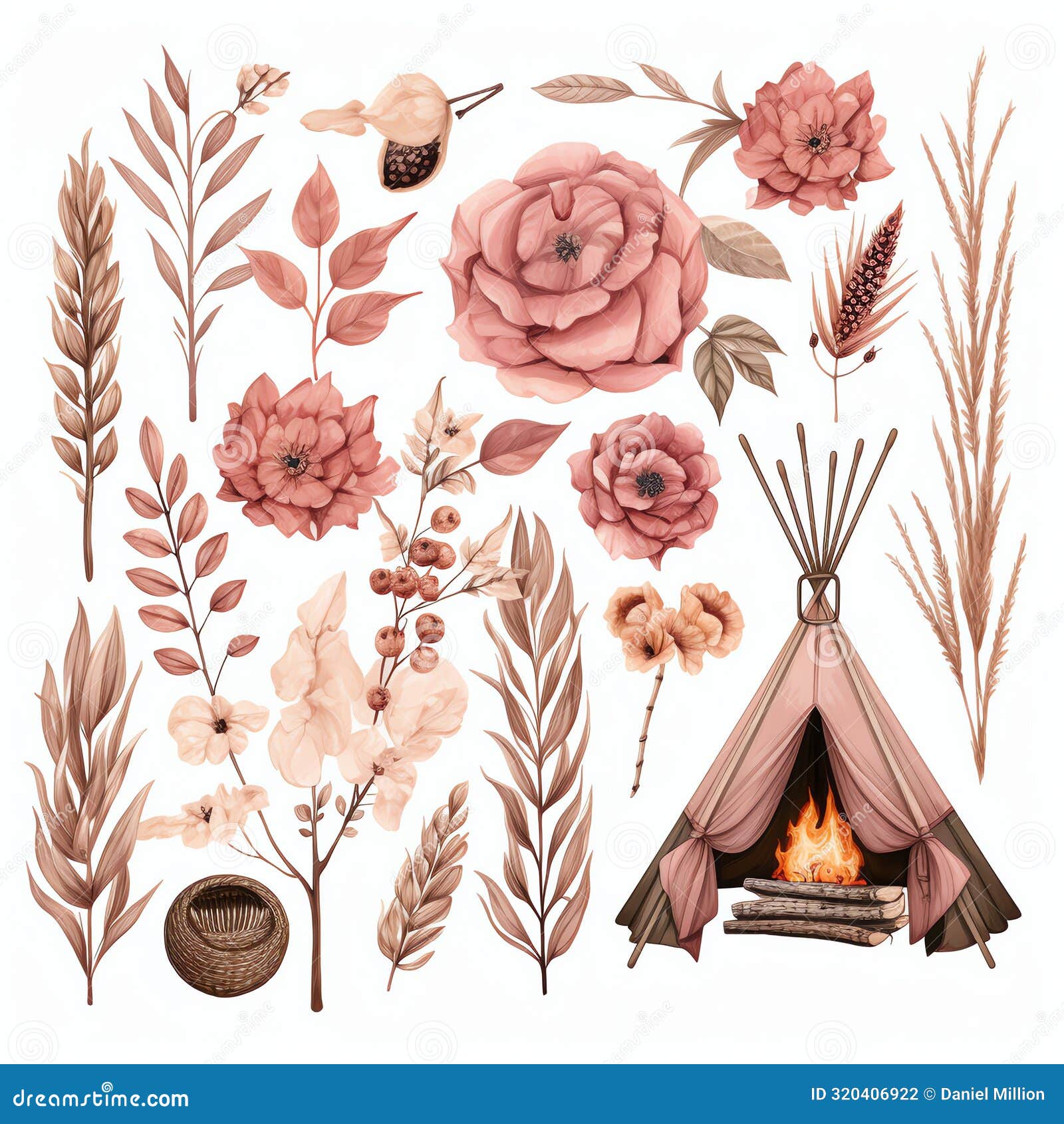 Beautiful Pink Campfire Clipart Illustration Stock Illustration ...