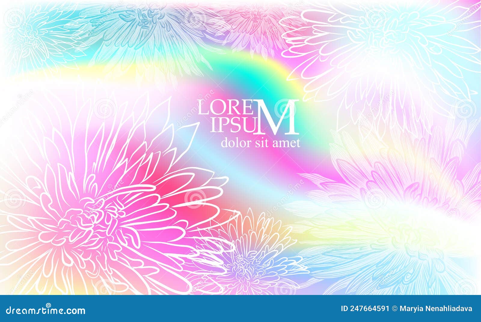 Delicate Pink Gradient Background with Flowers. Vector Illustration ...