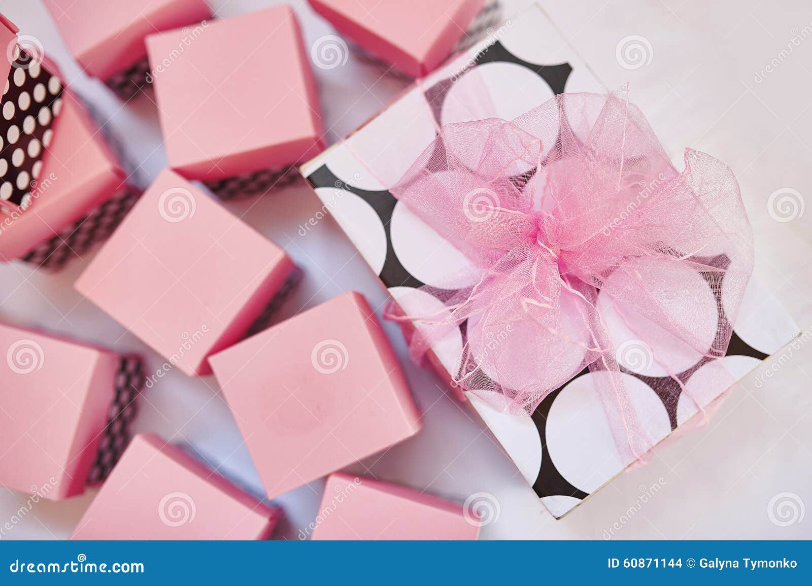 Beautiful Pink Decor with Boxes for Birthday Stock Photo - Image of ...