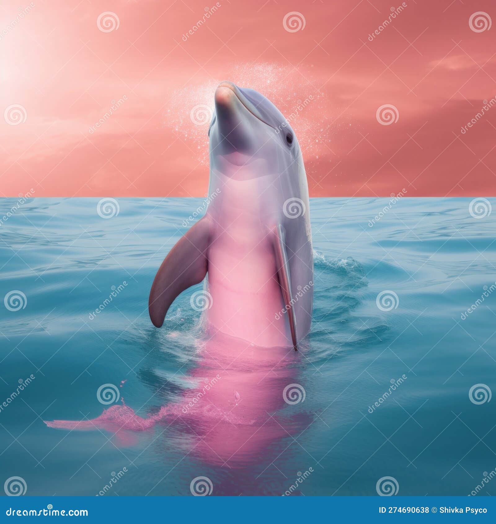 Pink Dolphin Illustration Hand Painted In Watercolor Royalty-Free ...