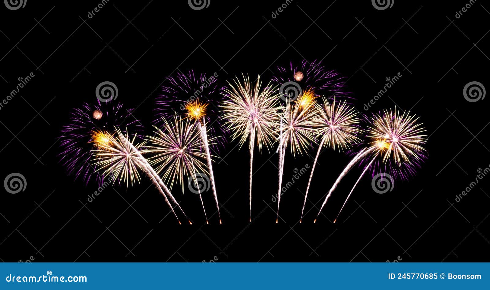 Beautiful Pink Fireworks Exploding on Night Sky Stock Image - Image of ...