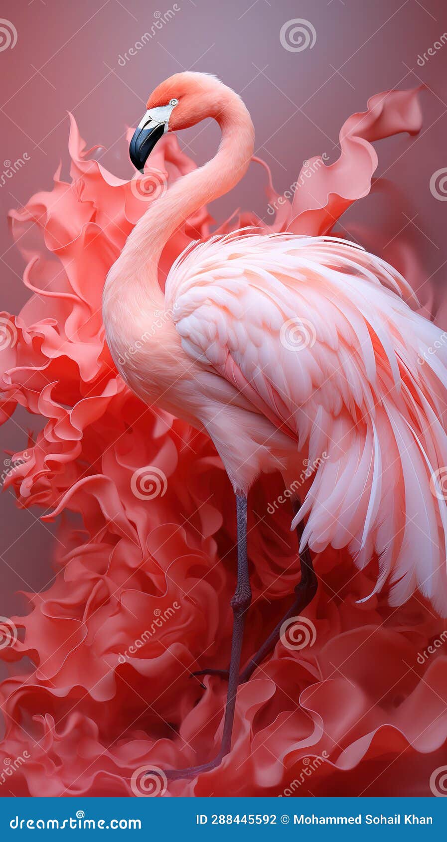 Beautiful Pink Flamingo Bird Standing Alone Stock Photo - Image of ...