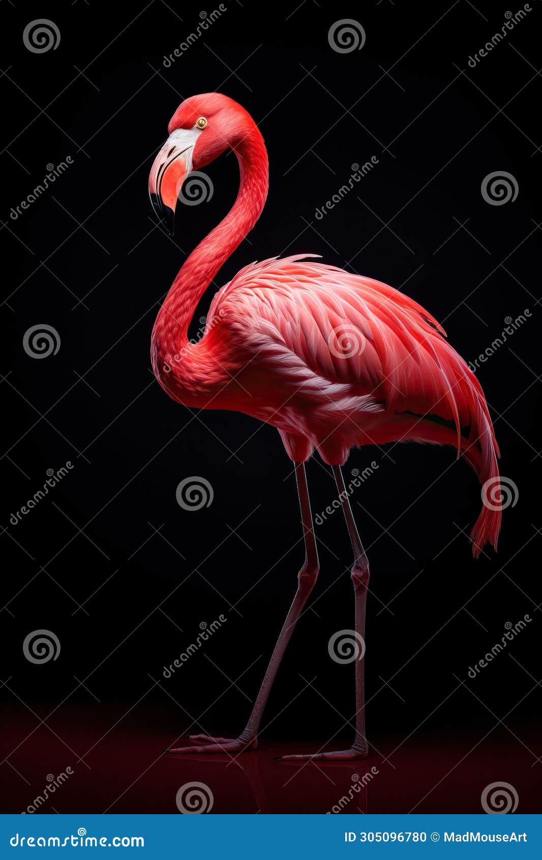 Beautiful Pink Flamingo on a Dark Background Stock Illustration ...