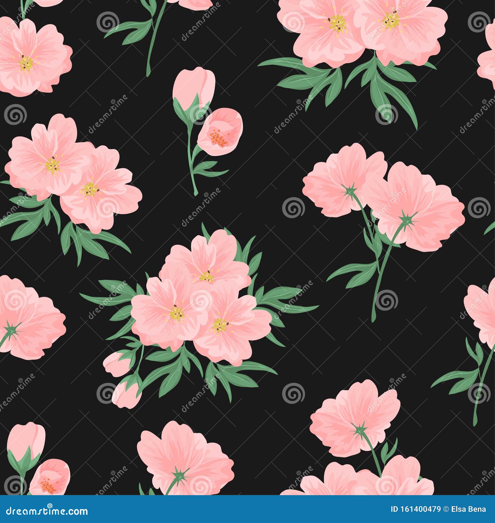 Beautiful Pink Flower Seamless Pattern Stock Illustration ...