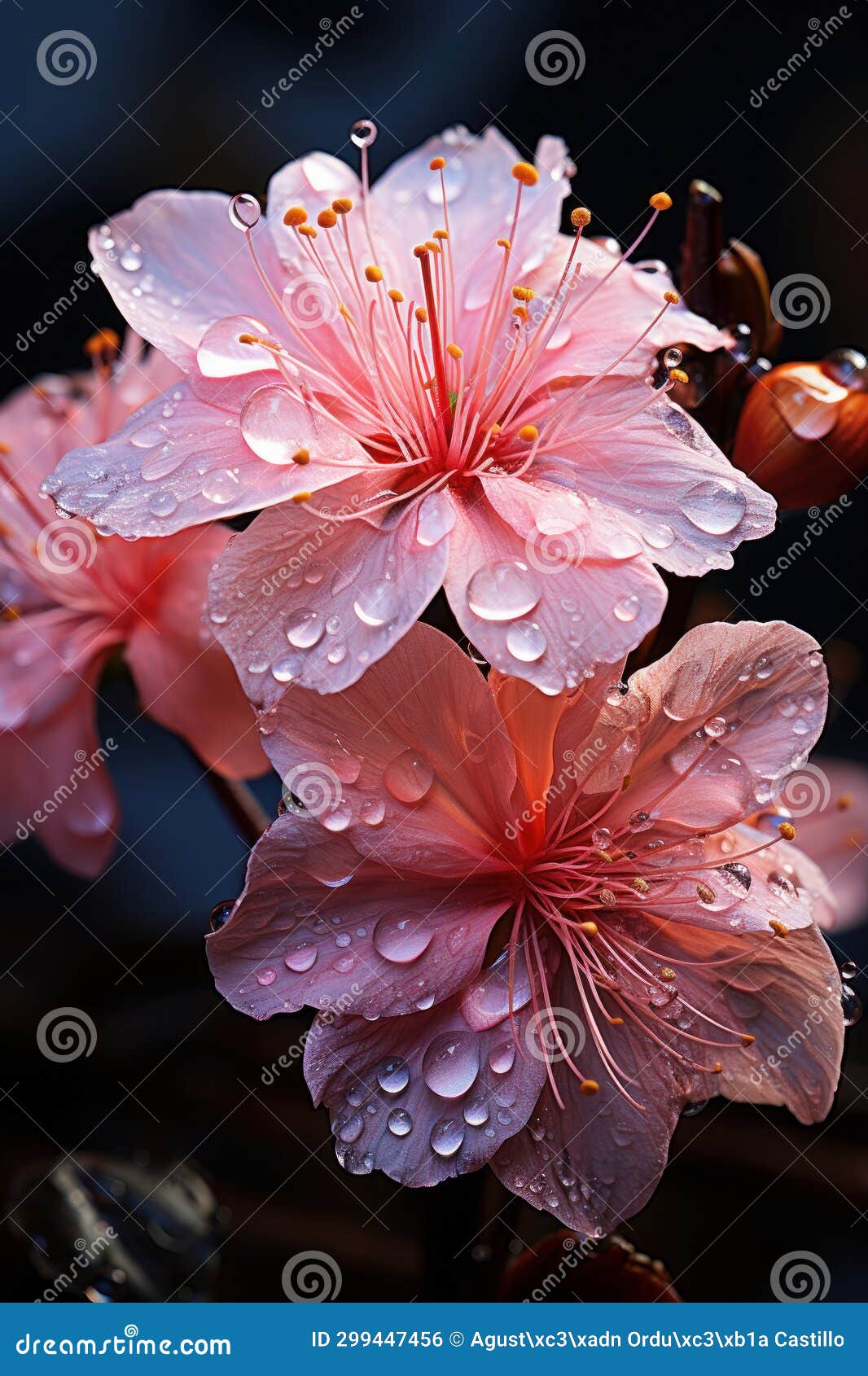 Beautiful Pink Flower with Water Droplets Splashed. Stock Photo - Image ...