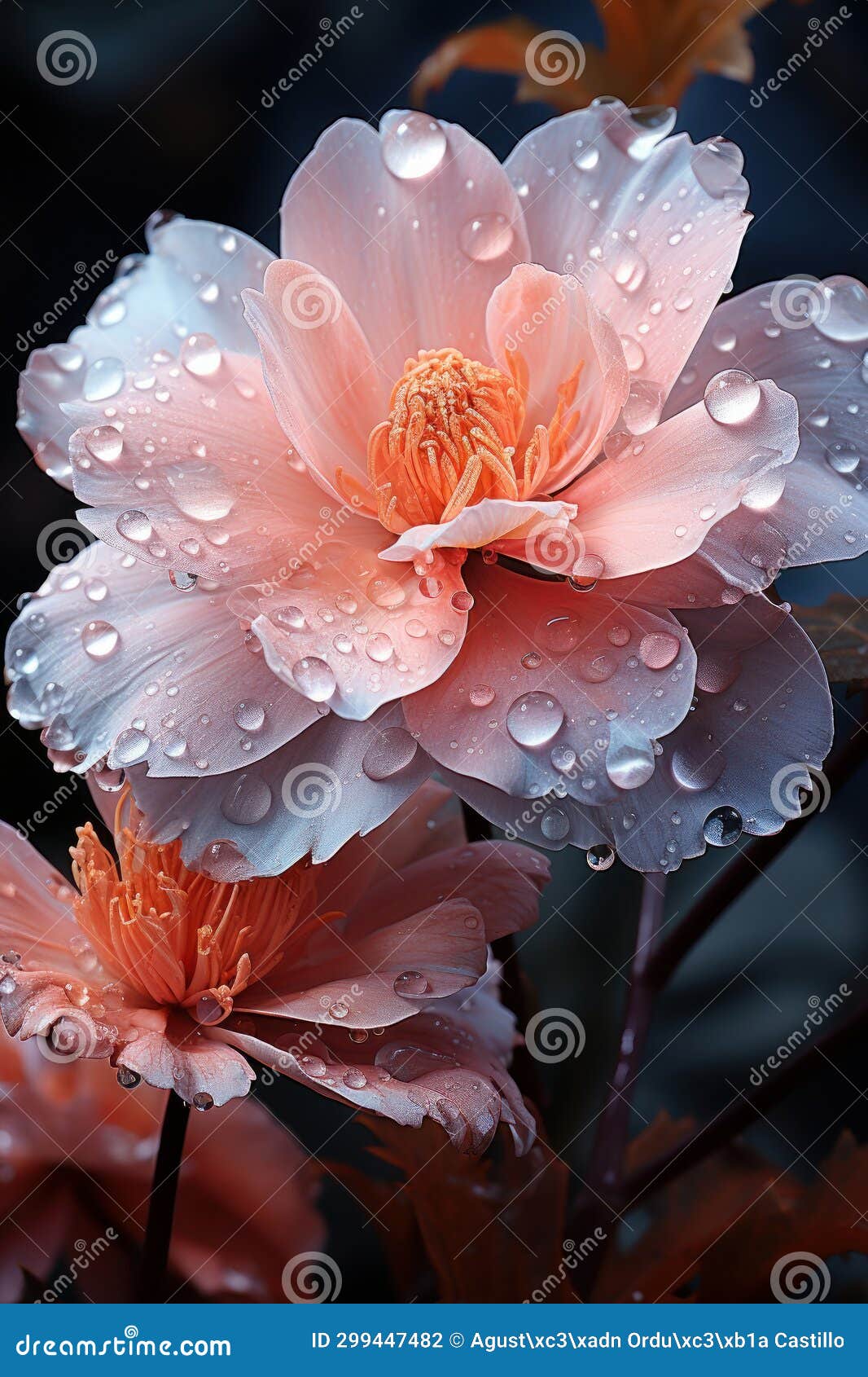 Beautiful Pink Flower with Water Droplets Splashed. Stock Photo - Image ...