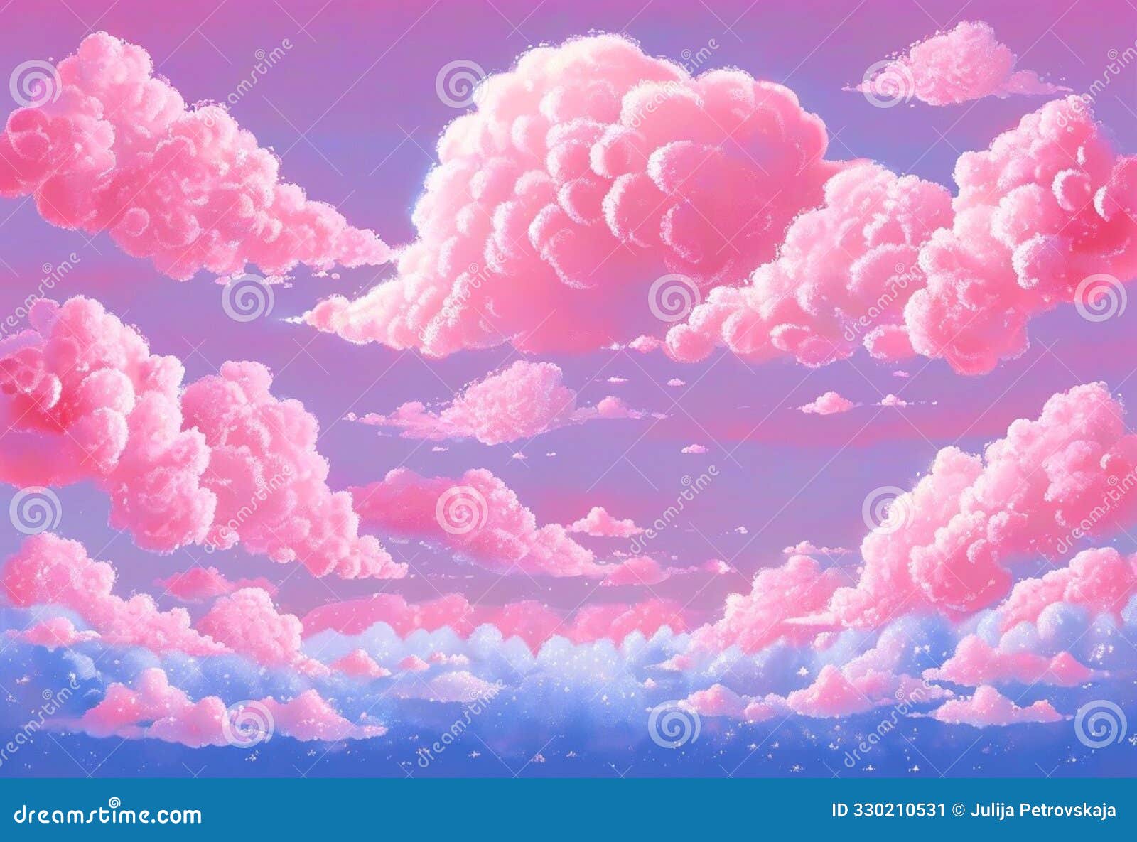Beautiful Pink Fluffy Clouds in Vibrant Sunset Sky. Visual Display ...