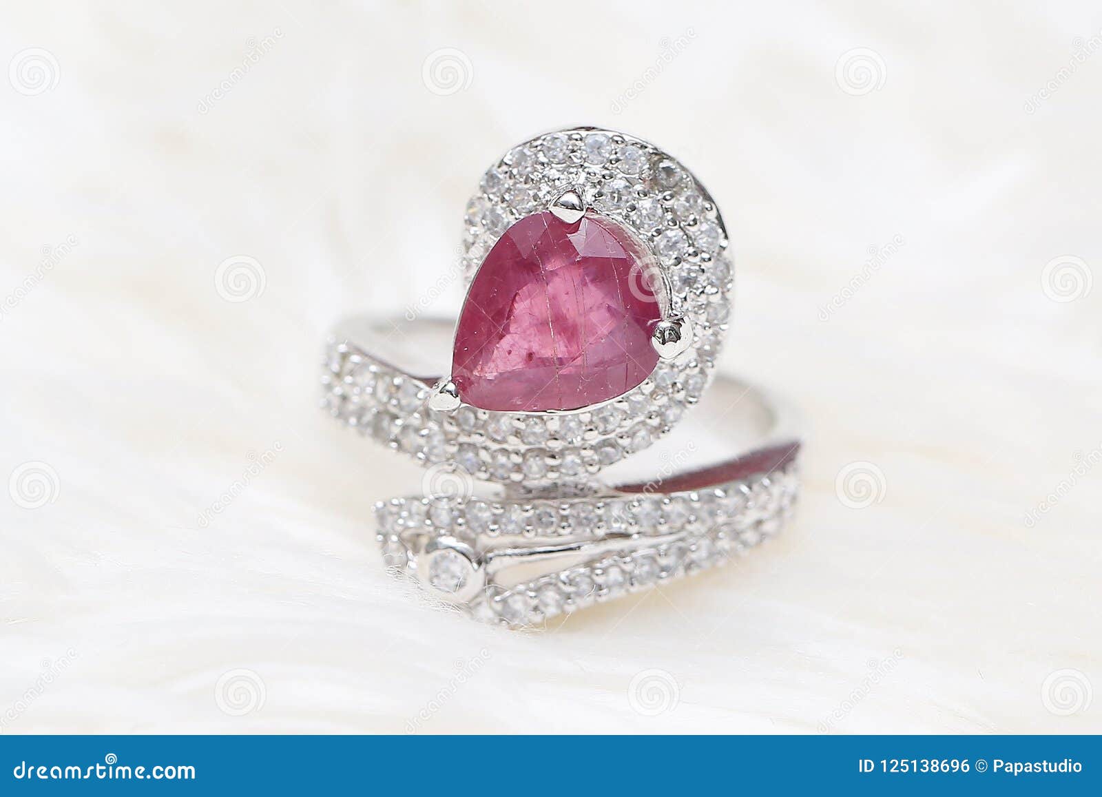 Pink Gemstone on Diamond Ring Stock Photo - Image of metal, brilliant ...