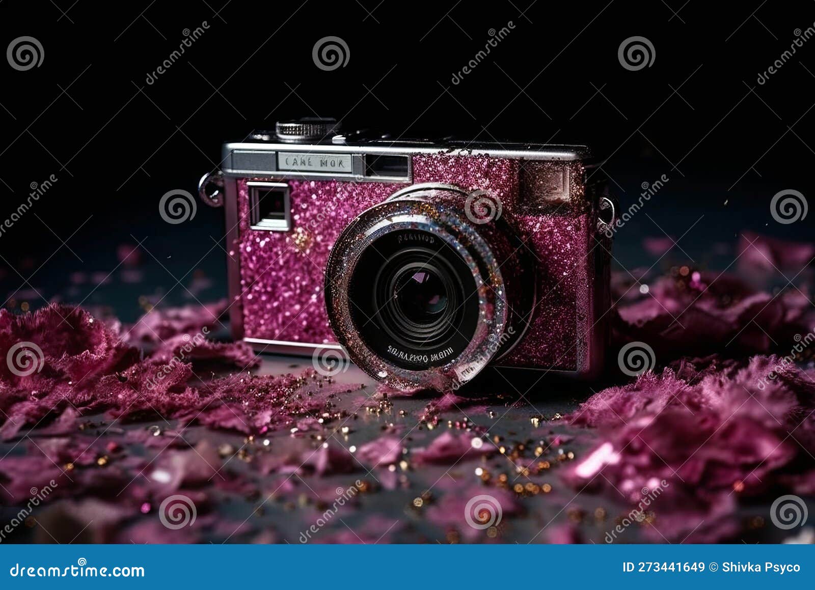 A Beautiful Pink Glitter Camera Generative AI Stock Illustration ...