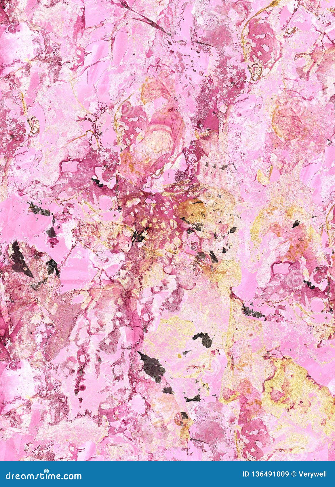 Beautiful Pink Gold Background with Spots, Splashes and Overlay Stock ...