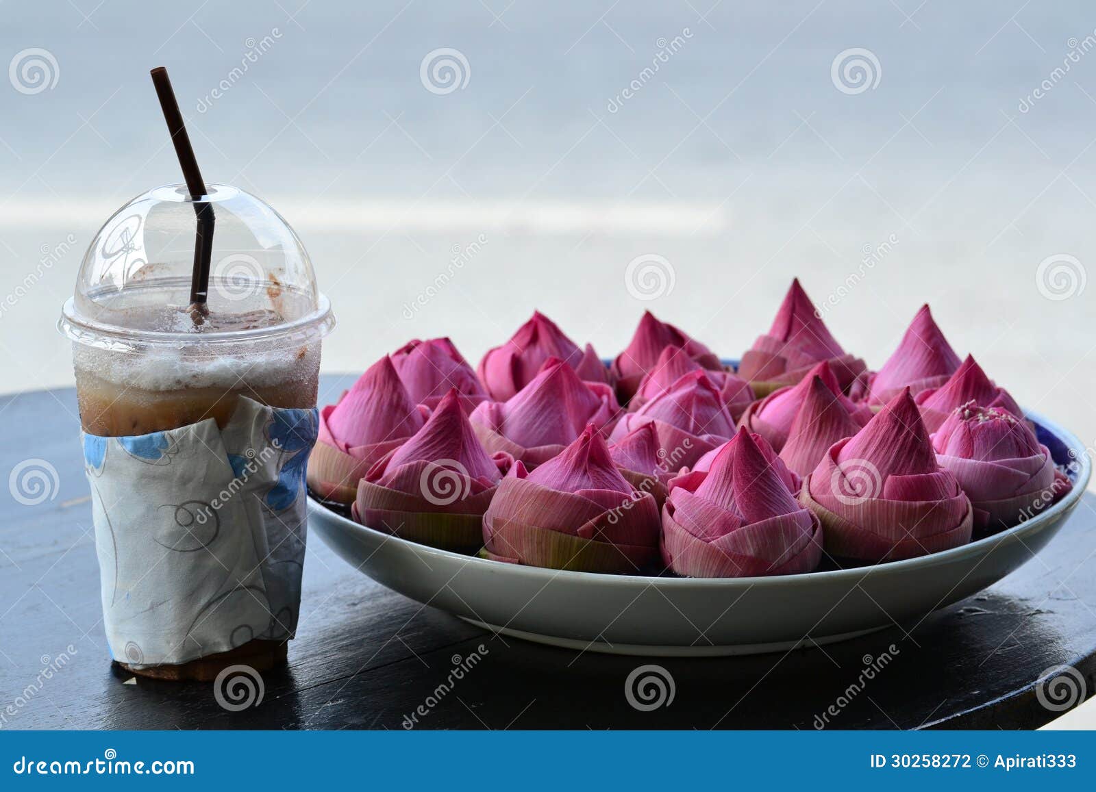 Pink lotus and coffee stock photo. Image of lotus, beautiful - 30258272
