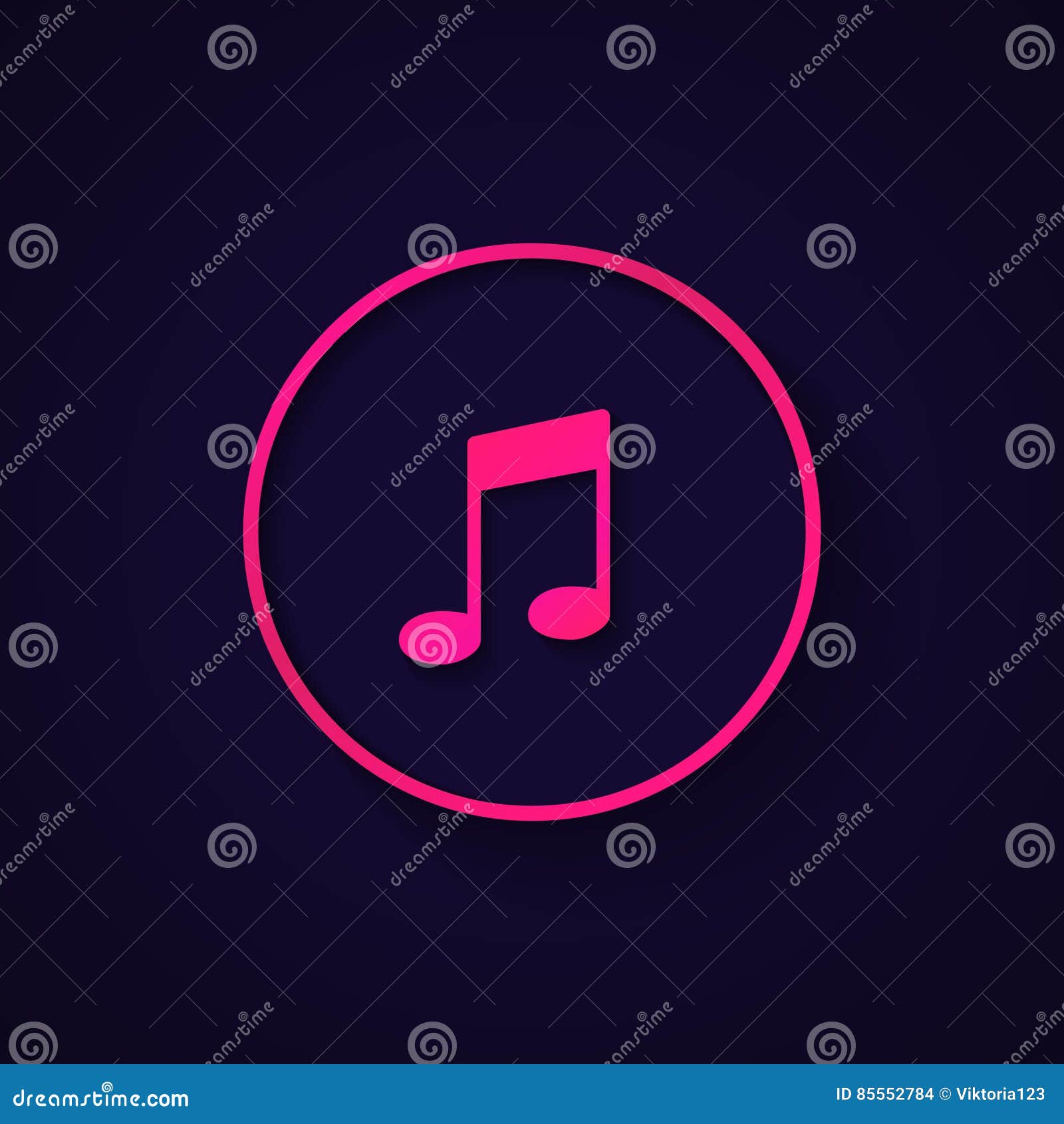 Beautiful Pink Music Icon in Modern Style, Vector Illustration. Stock ...