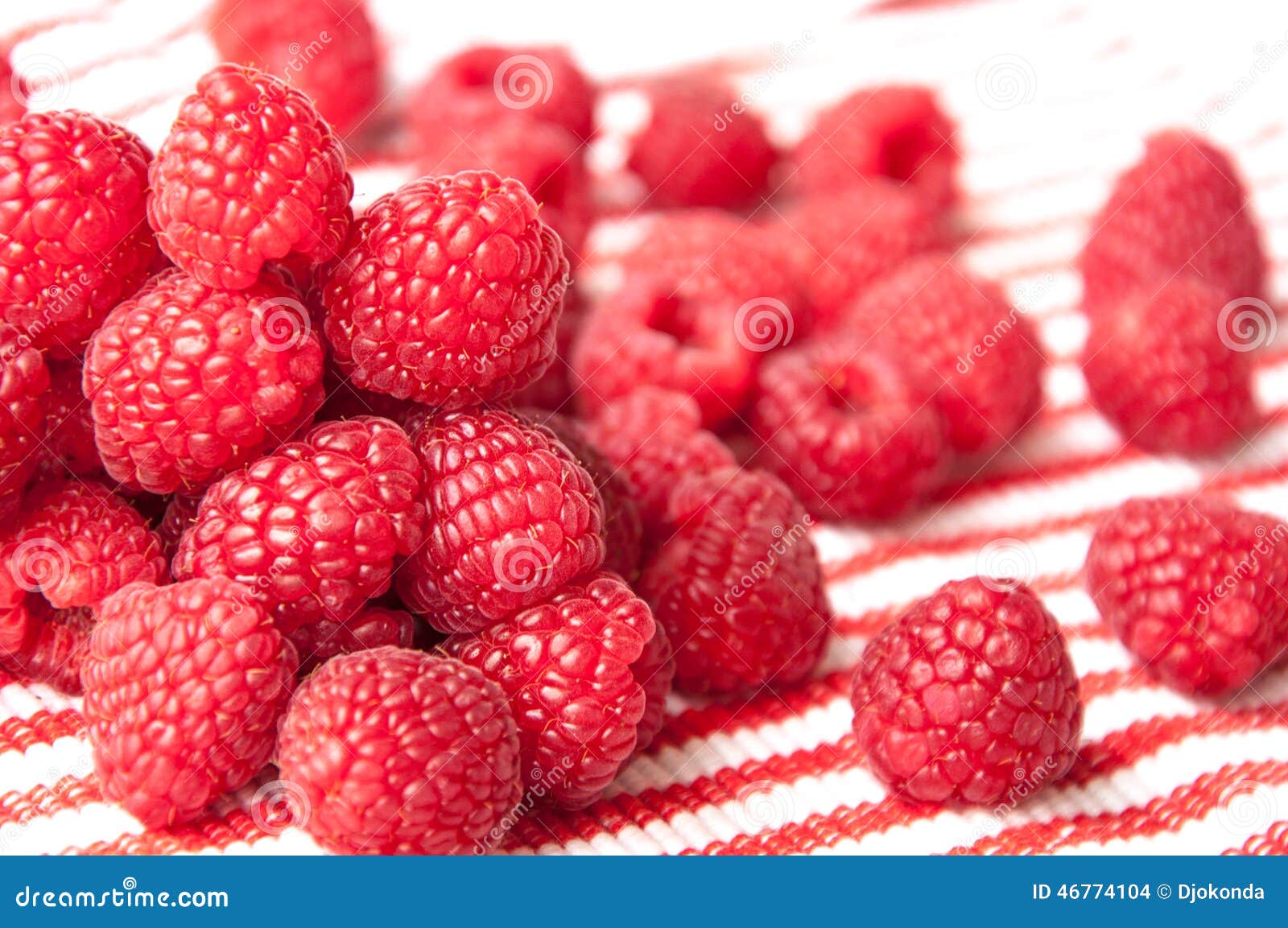 Beautiful Pink Raspberries on a Striped Background Stock Photo - Image ...