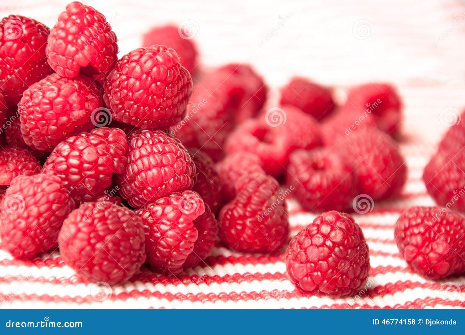 Beautiful Pink Raspberries on a Striped Background Stock Photo - Image ...