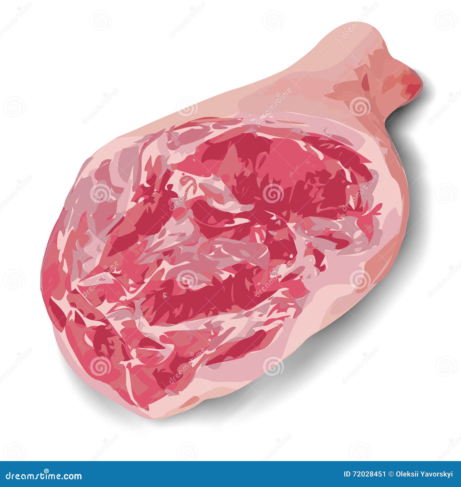 Beautiful Pink Raw Pork Leg. Vector on White Background Stock Vector ...