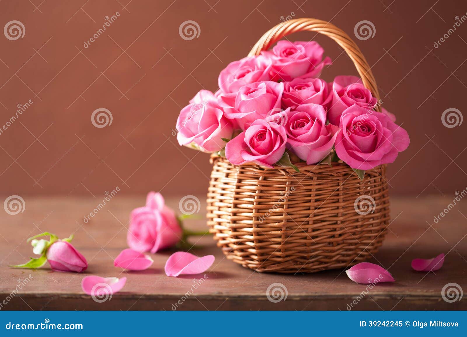 Beautiful Pink Roses in Basket Stock Image - Image of vegetation ...