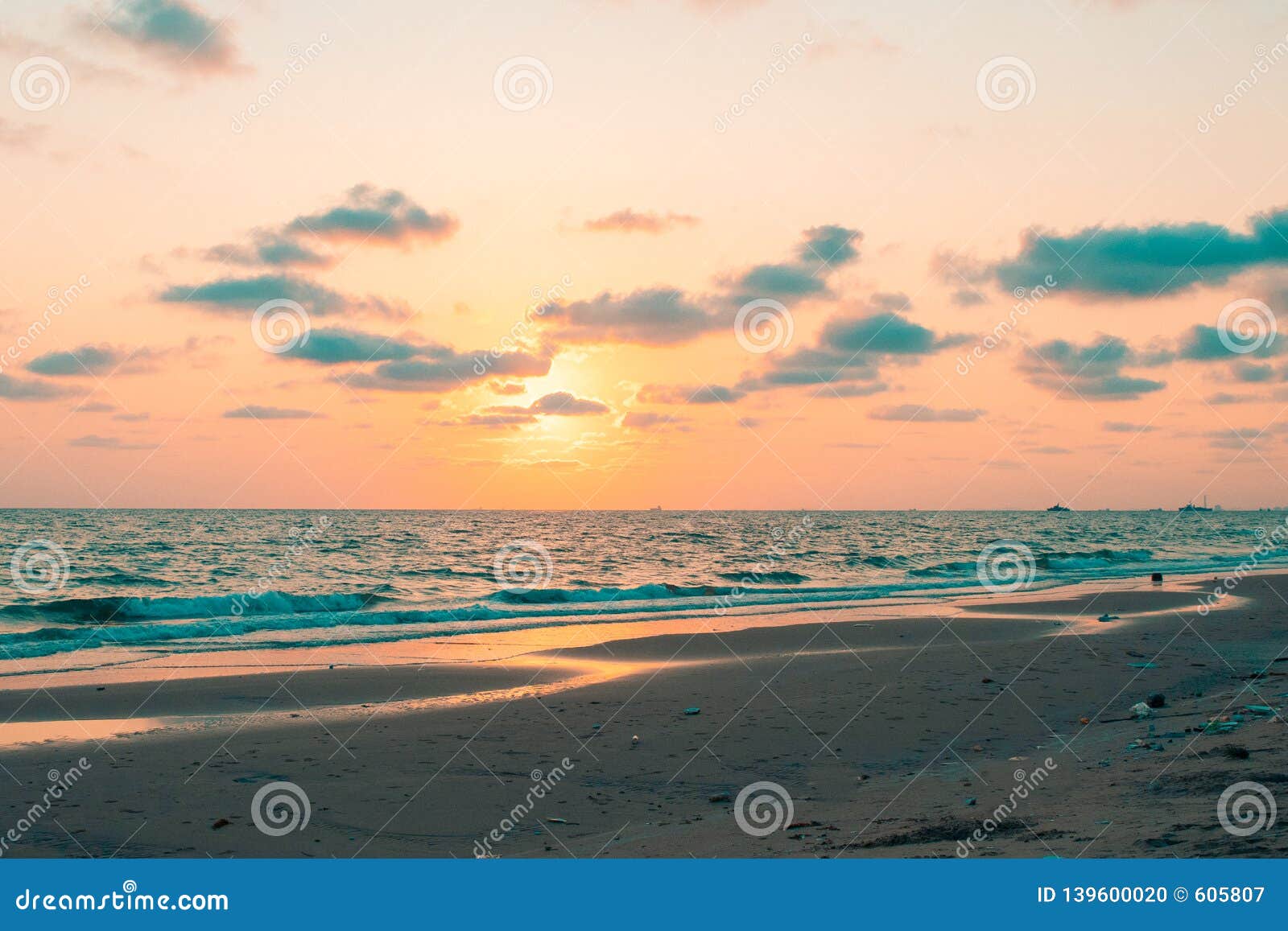 Beautiful Pink Sunset Over Sea, Background Stock Photo - Image of ...