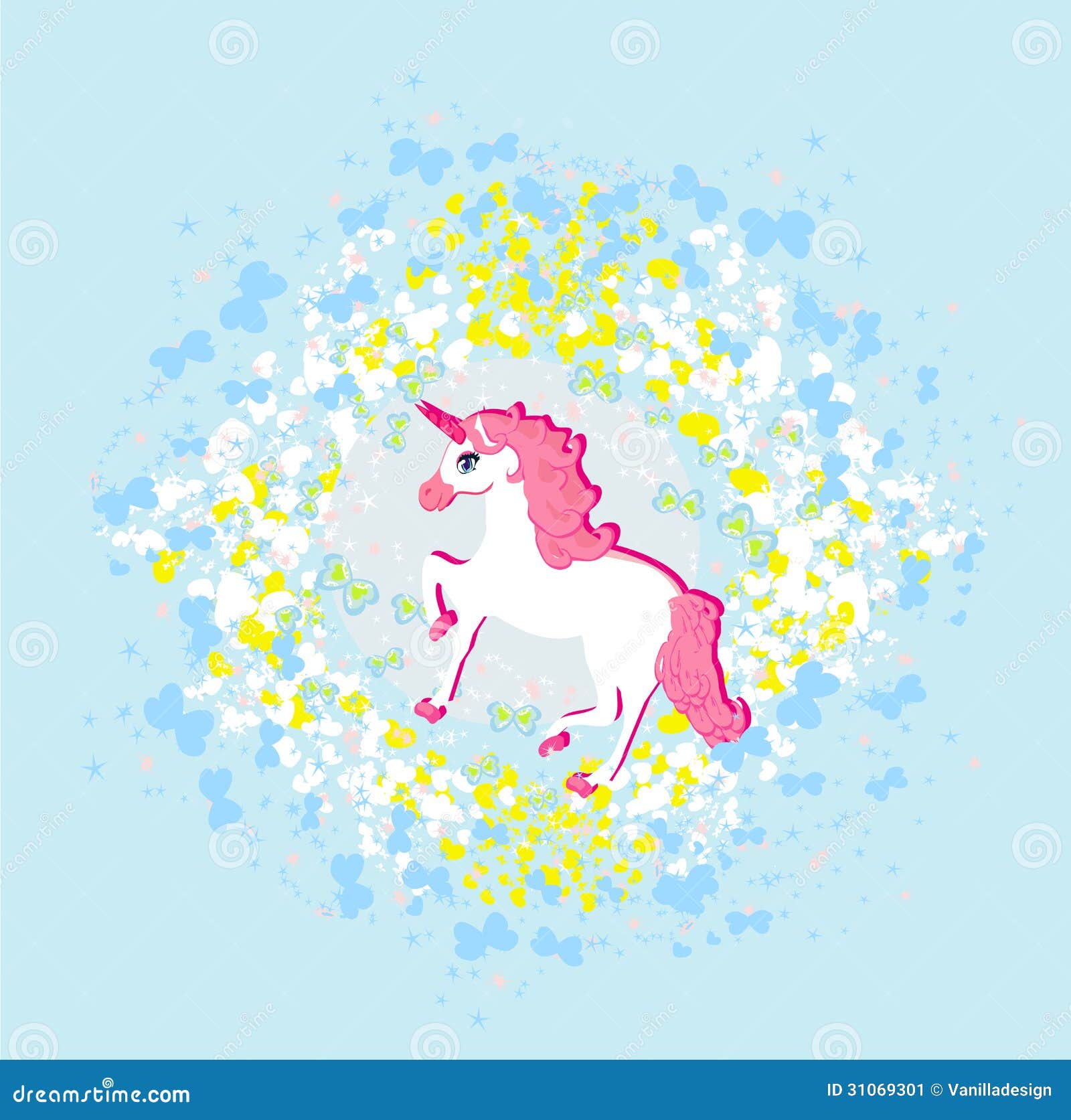 Beautiful pink Unicorn. stock illustration. Illustration of character ...