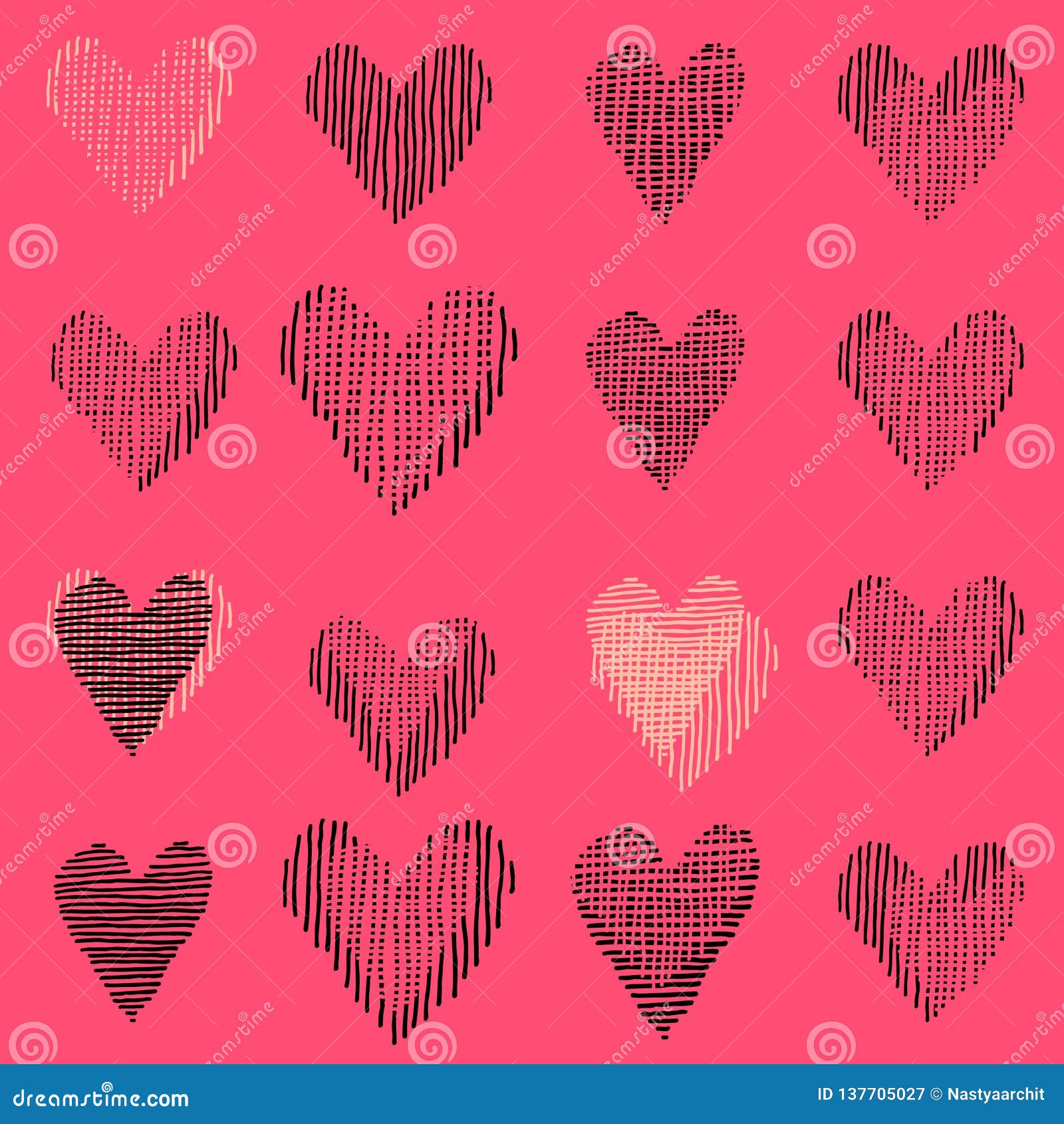 Beautiful Pink Vector Seamless Pattern Repeating Design With Hand