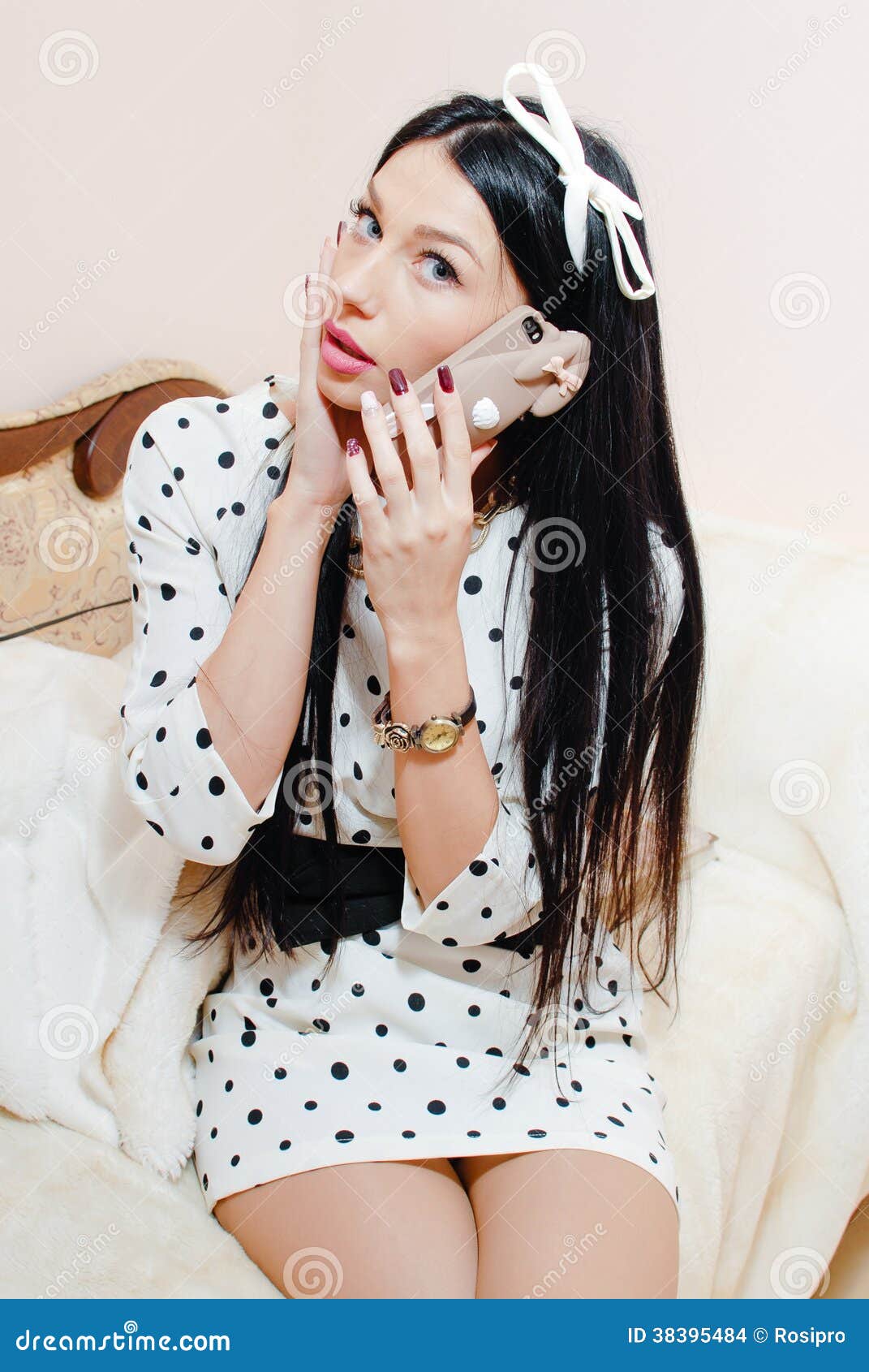 Beautiful Pinup Woman Surprised on Mobile Phone Stock Photo - Image of ... Beautiful Pinup Woman Surprised on Mobile Phone Stock Photo - Image of ...