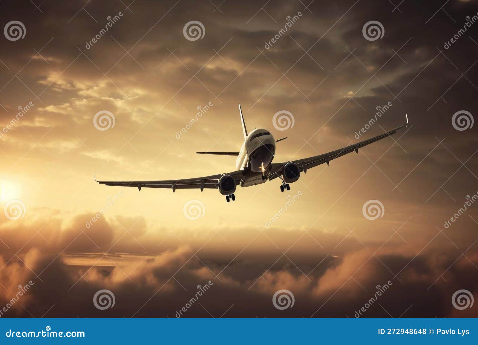 A Beautiful Plane Flies in the Sky. AI Generated Stock Illustration ...